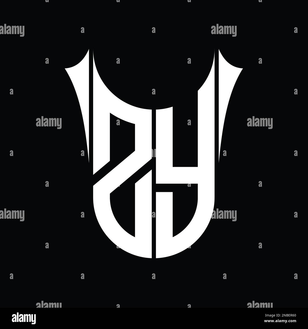 ZY Logo monogram shield sharp half round shape vector images design template Stock Photo - Alamy