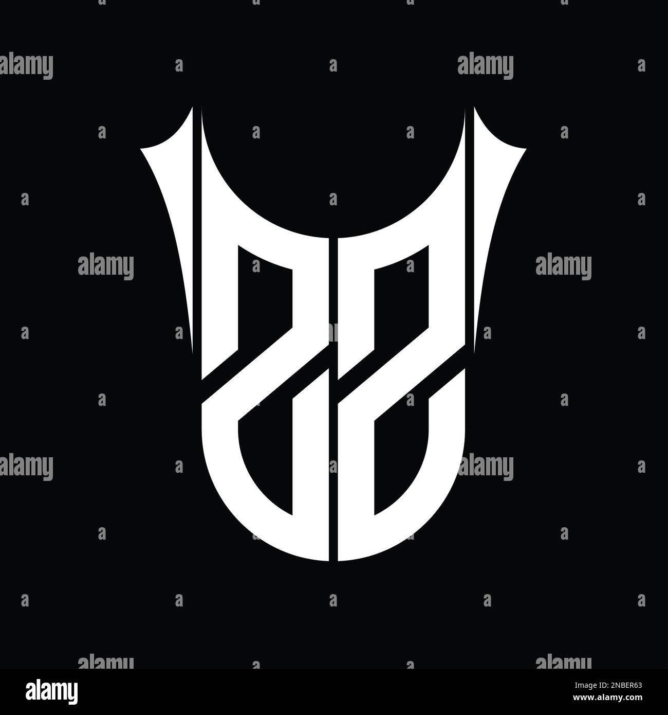 ZZ Logo monogram shield sharp half round shape vector images design template Stock Photo - Alamy
