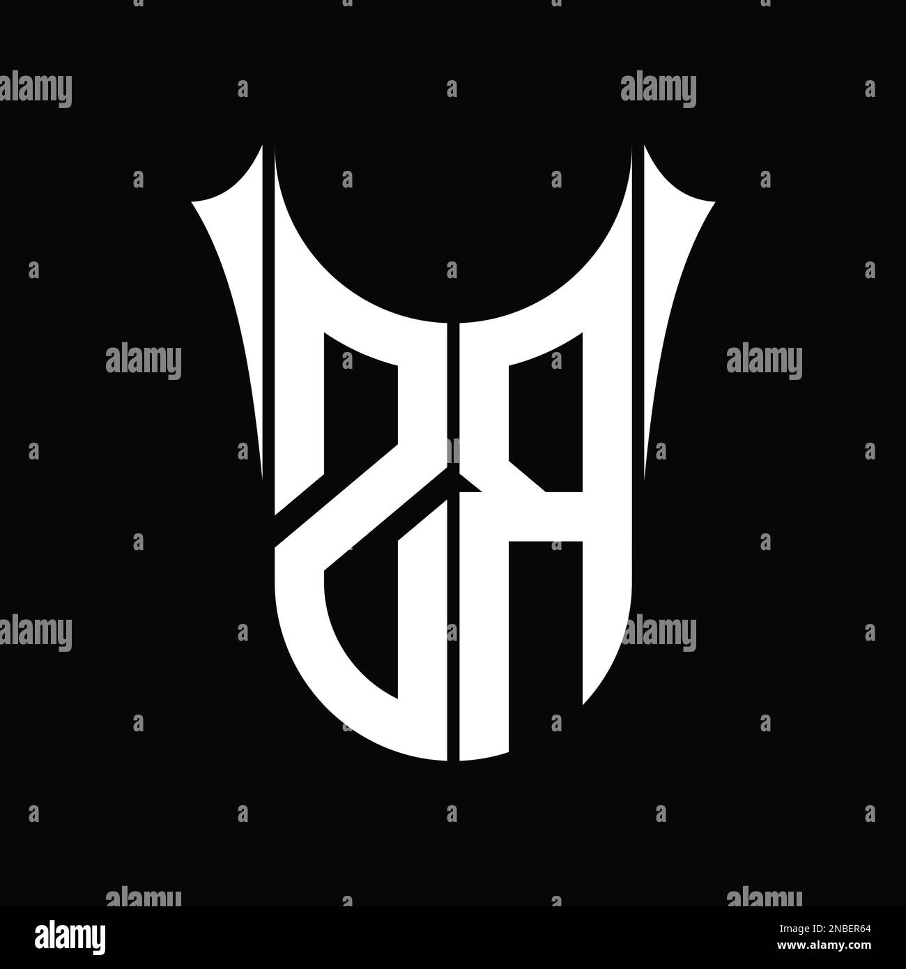 ZR Logo monogram shield sharp half round shape vector images design template Stock Photo - Alamy