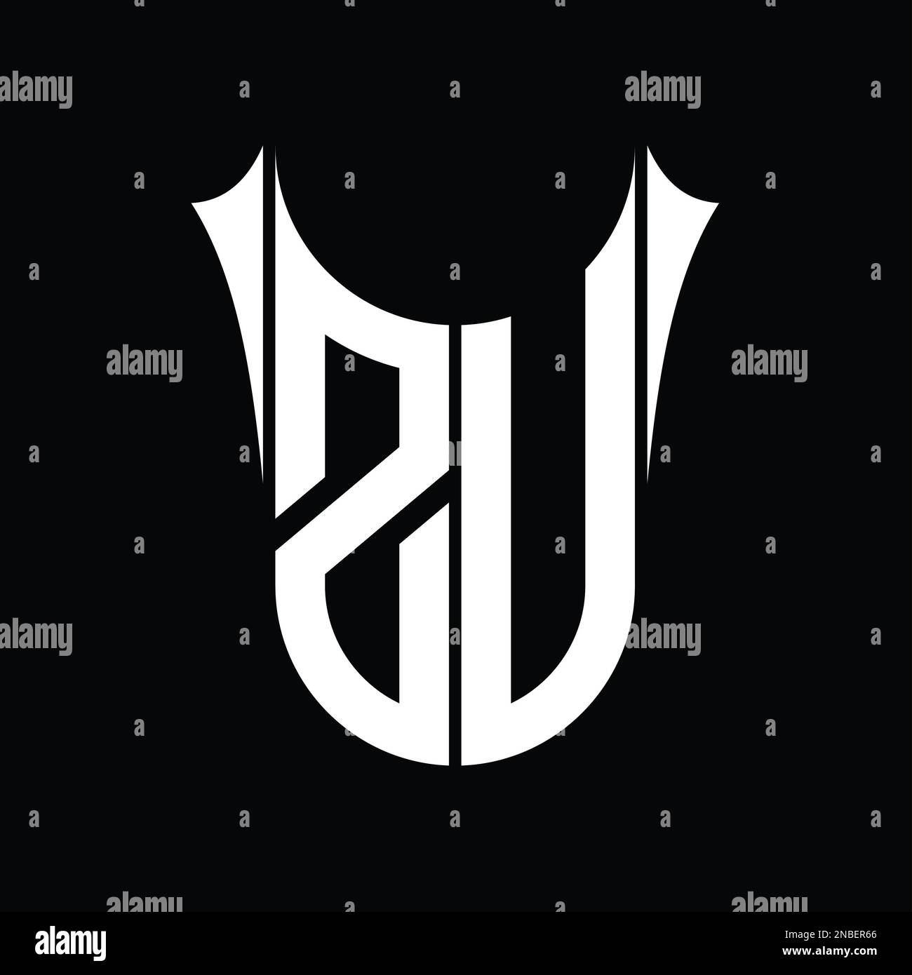 ZU Logo monogram shield sharp half round shape vector images design template Stock Photo - Alamy