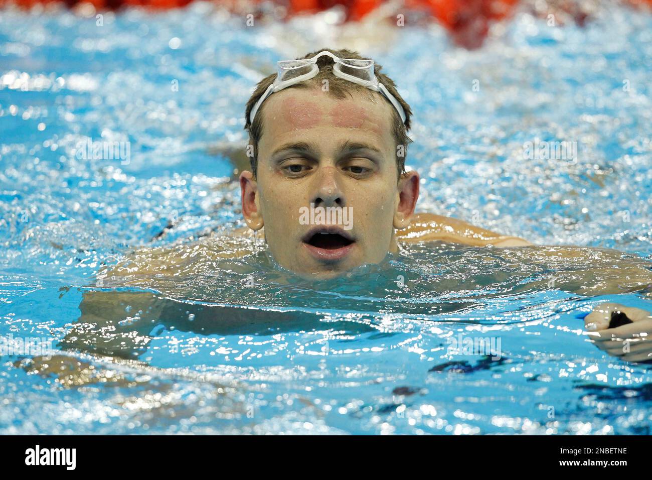 Brazil's Cesar Cielo leaves the pool after competing in a men's 50m ...