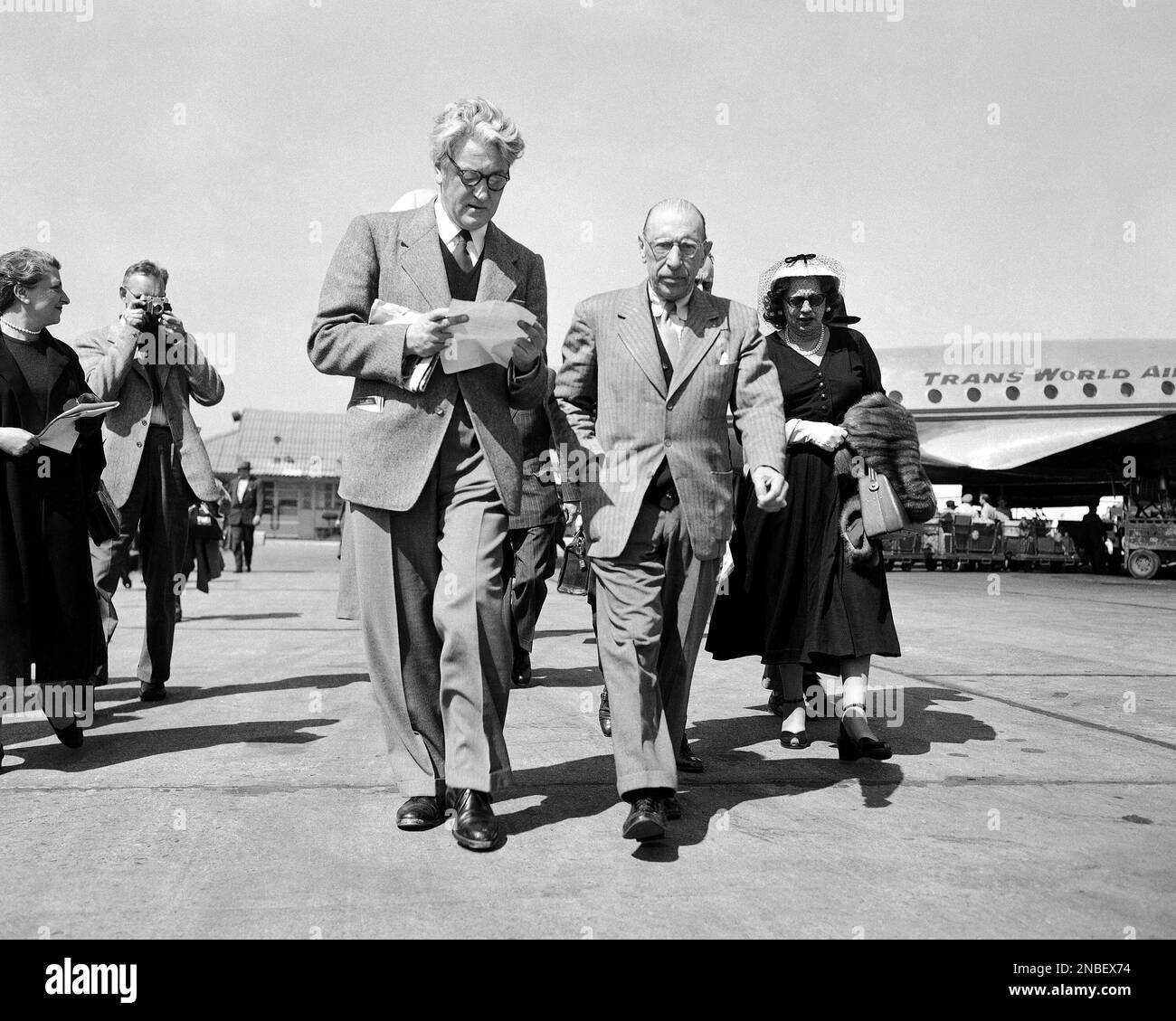 Famed Composer Igor Stravinsky, center, arrives with his wife Vera and ...