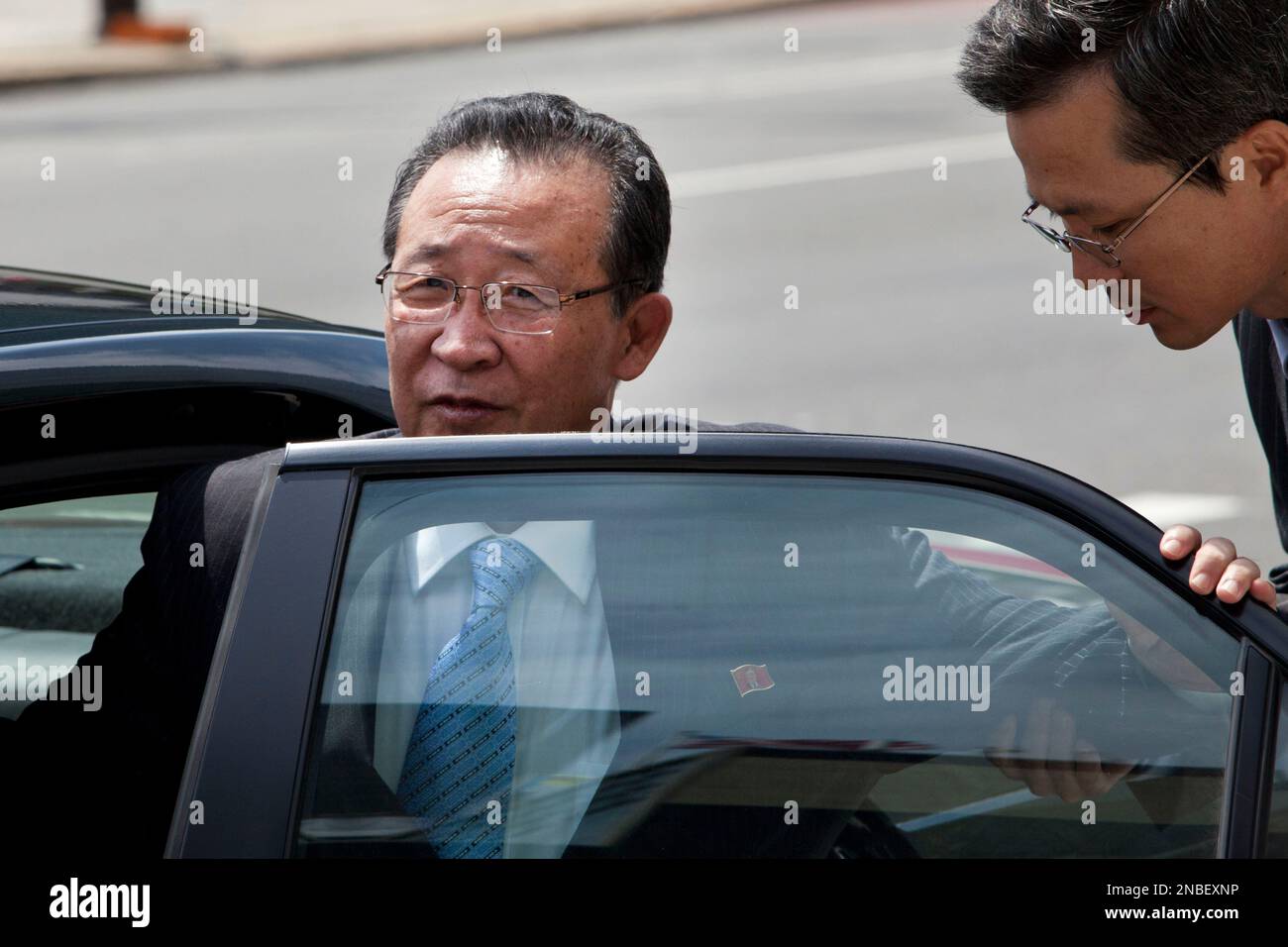 North Korean Vice Foreign Minister Kim Kye Gwan enters a car after ...