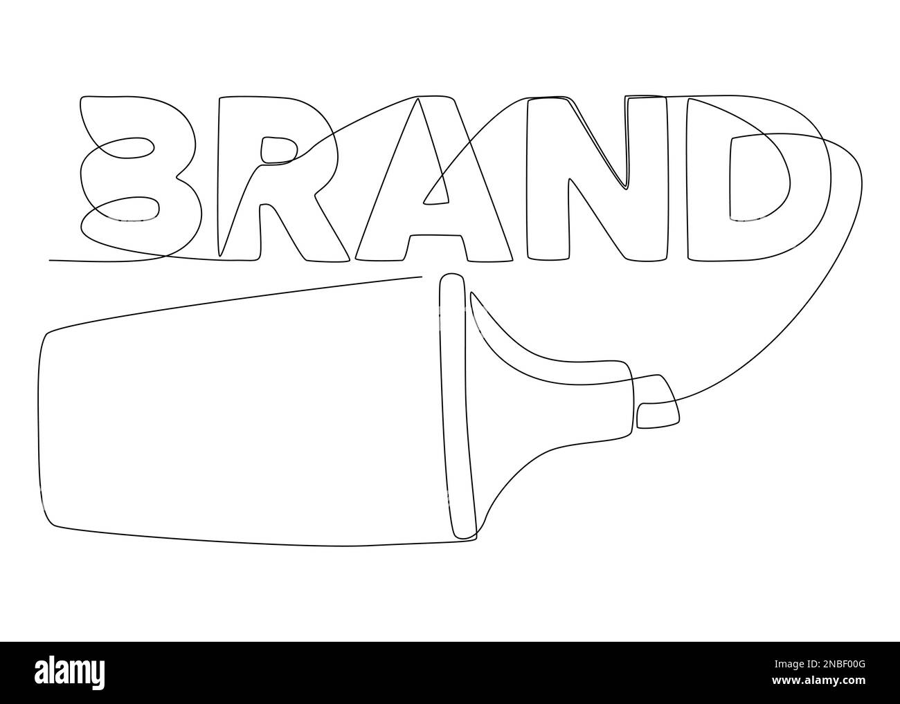 One Continuous Line Of Brand Word Written With A Pencil Or Felt Tip