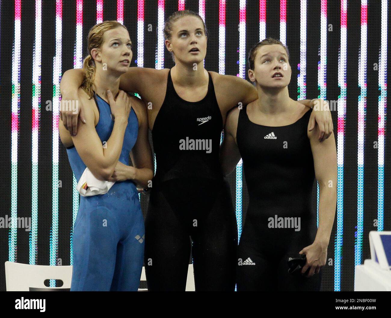 The German 4X200m Freestyle Relay team's members, from left, Daniela ...