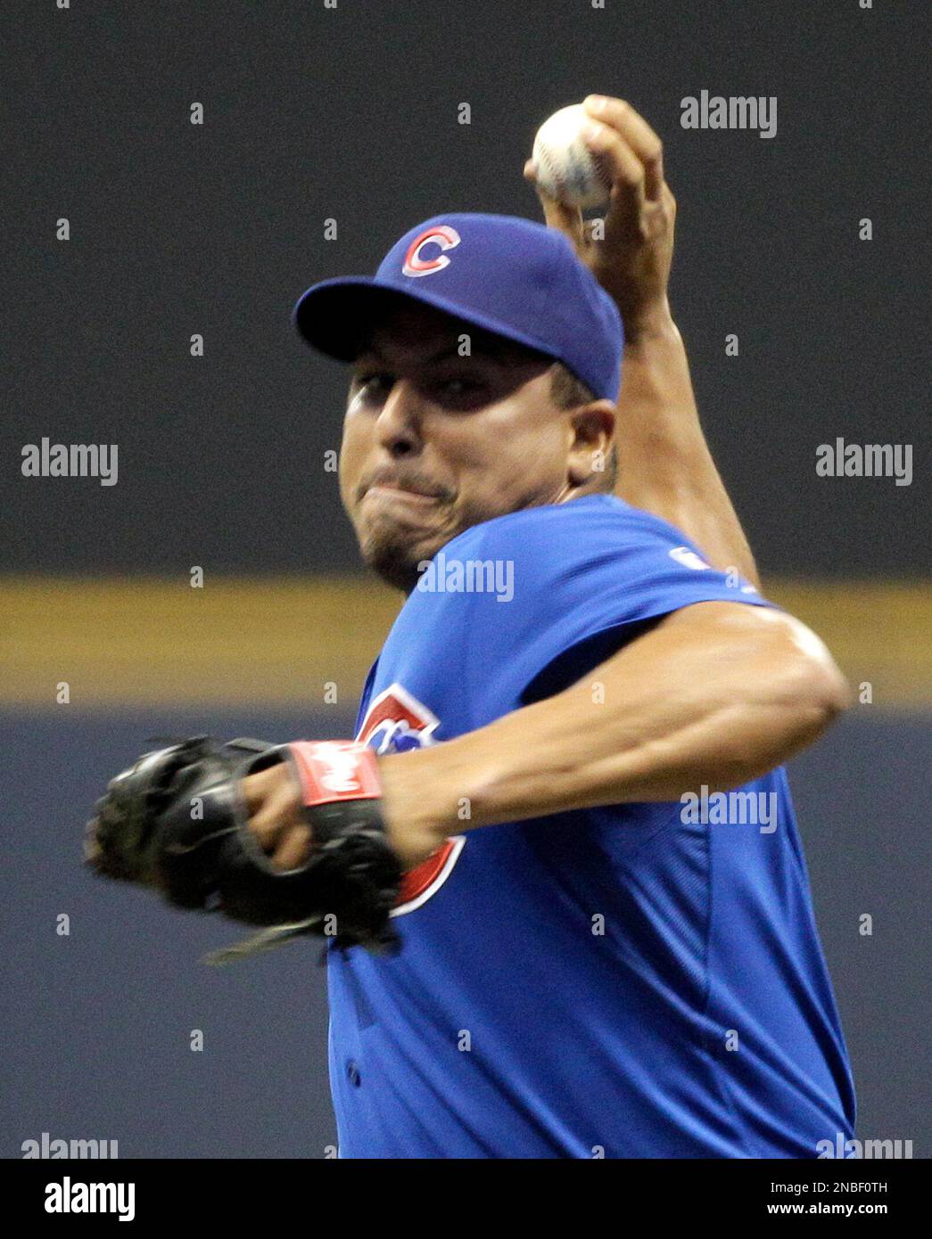 Chicago Cubs starting pitcher Carlos Zambrano throws during the first ...