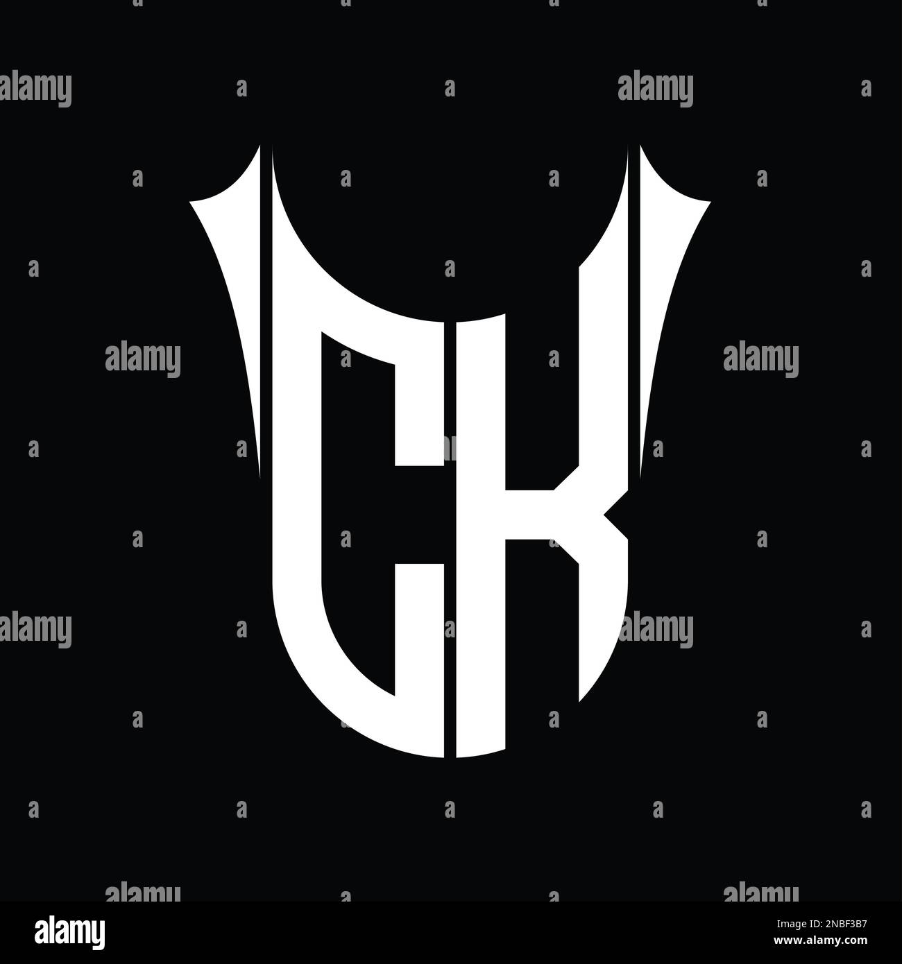 CK Logo monogram shield sharp half round shape vector images design ...