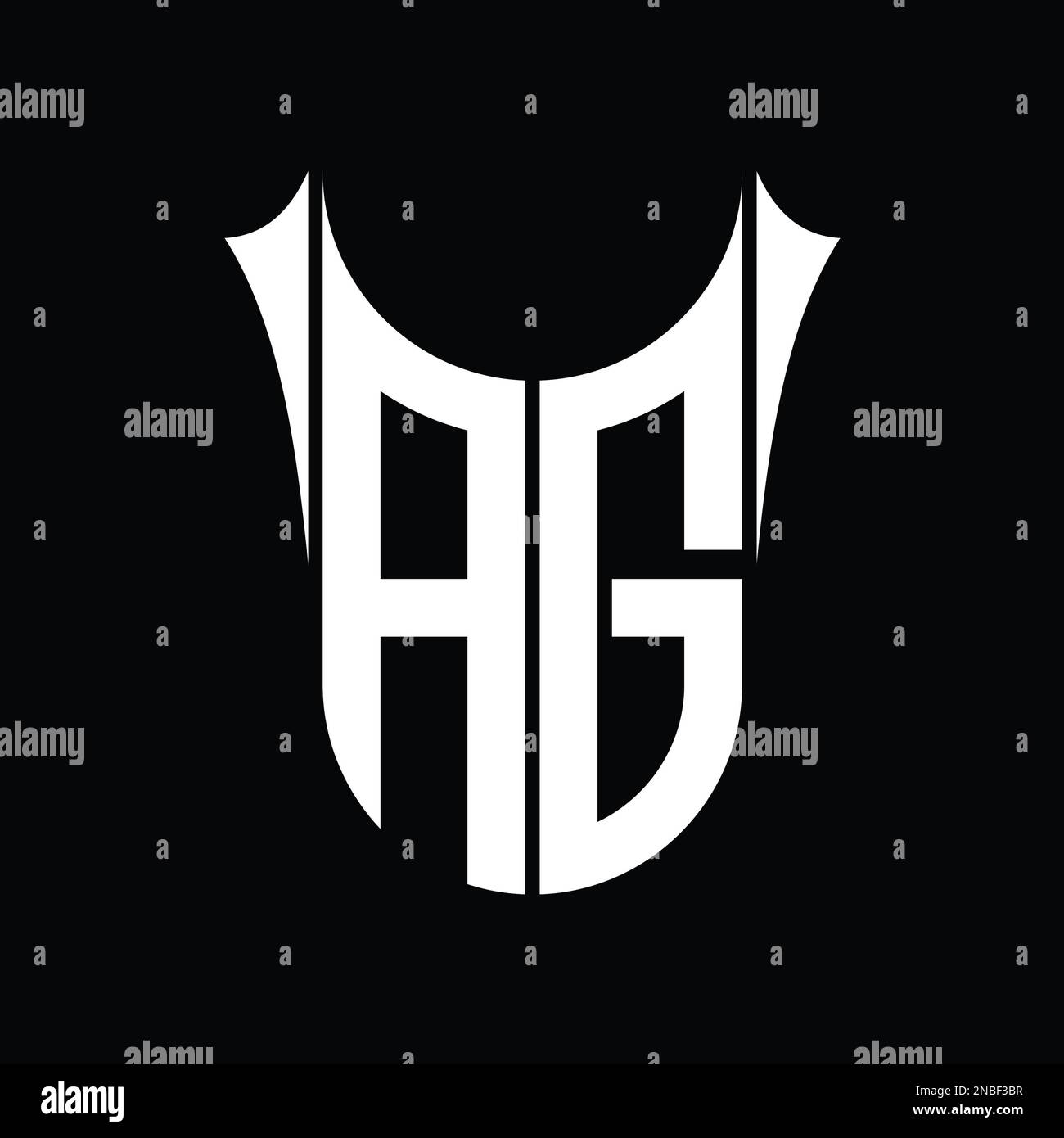 AG Logo monogram shield sharp half round shape vector images design ...