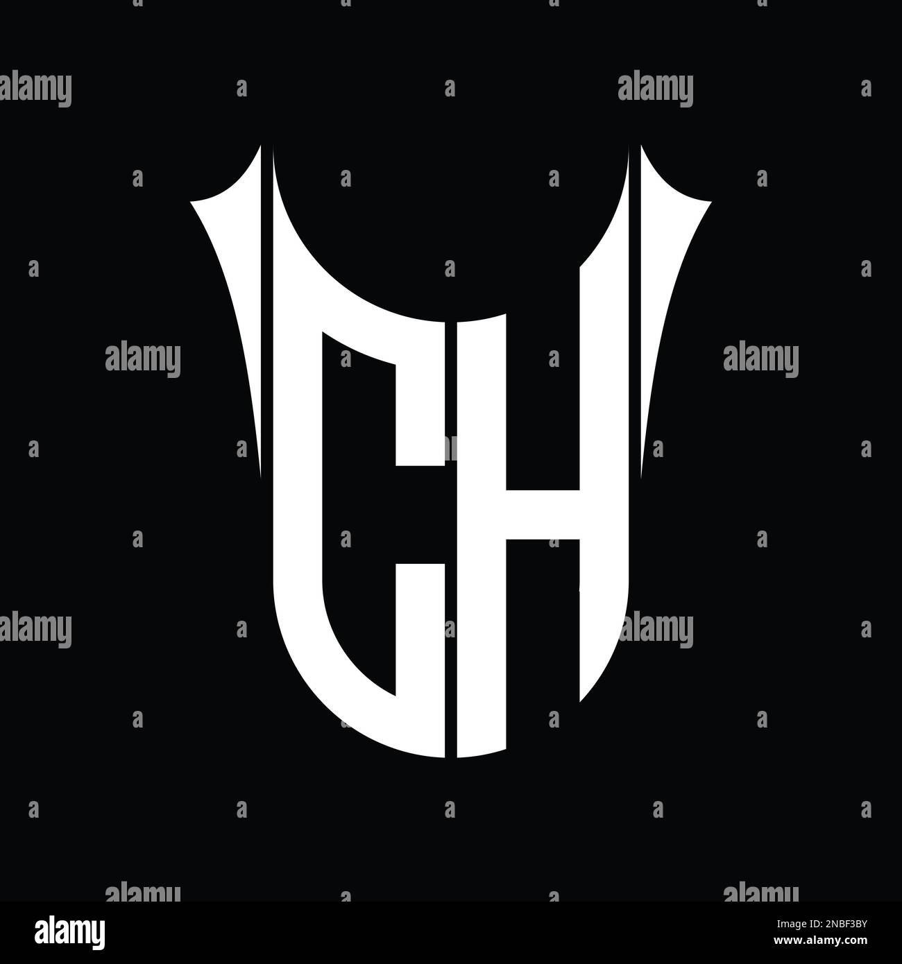 CH Logo monogram shield sharp half round shape vector images design ...