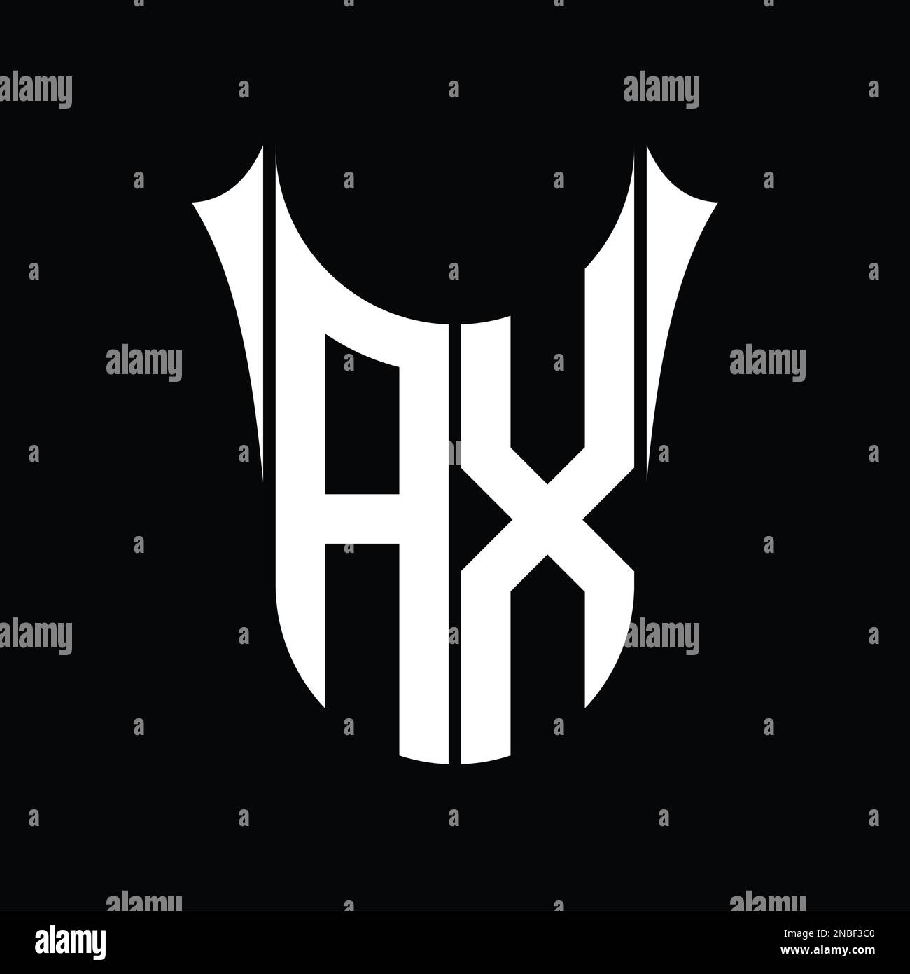 AX Logo monogram shield sharp half round shape vector images design ...