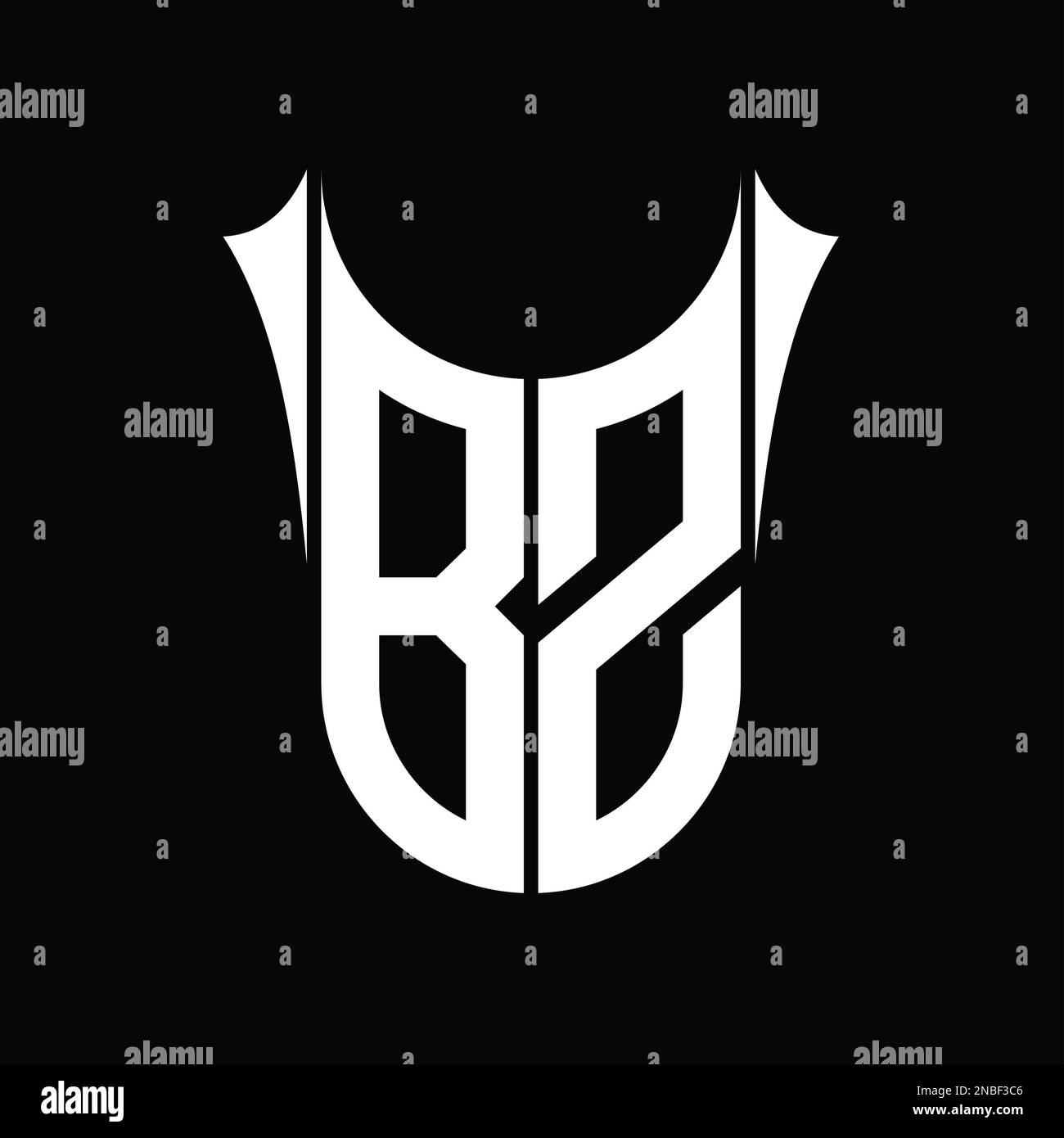 BZ Logo monogram shield sharp half round shape vector images design ...