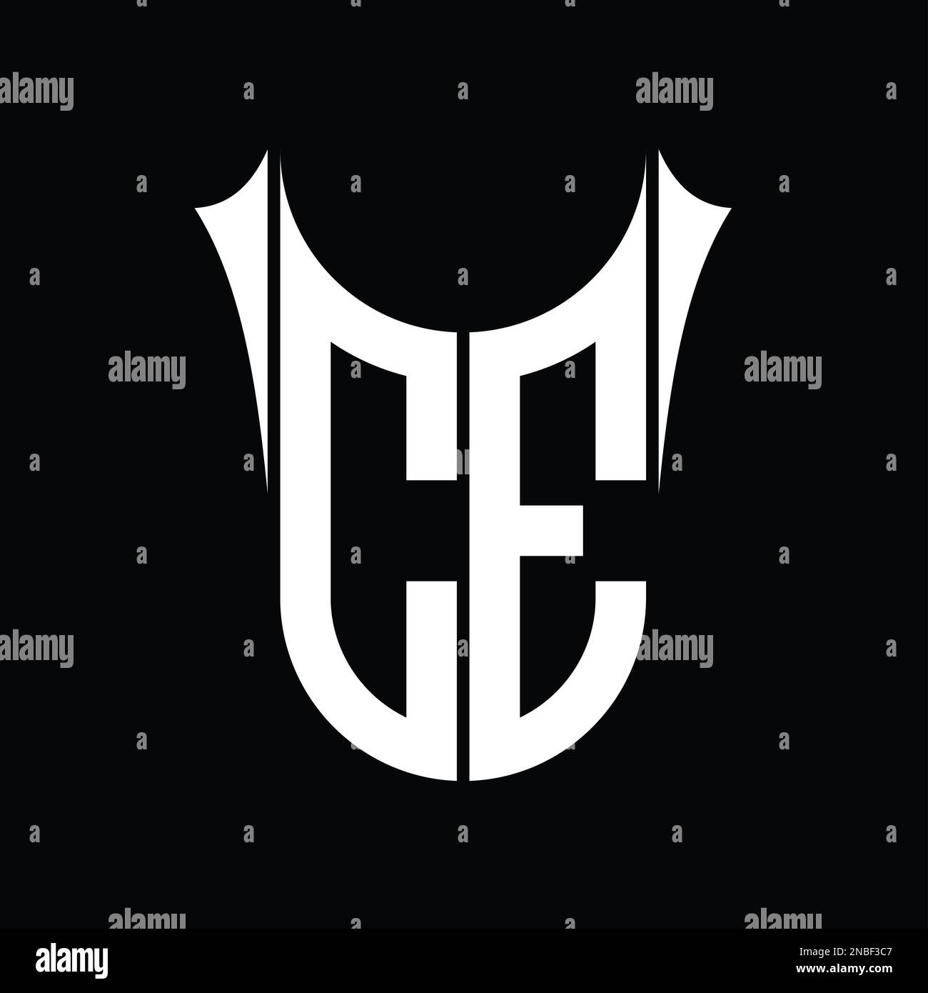 CE Logo monogram shield sharp half round shape vector images design template Stock Photo - Alamy