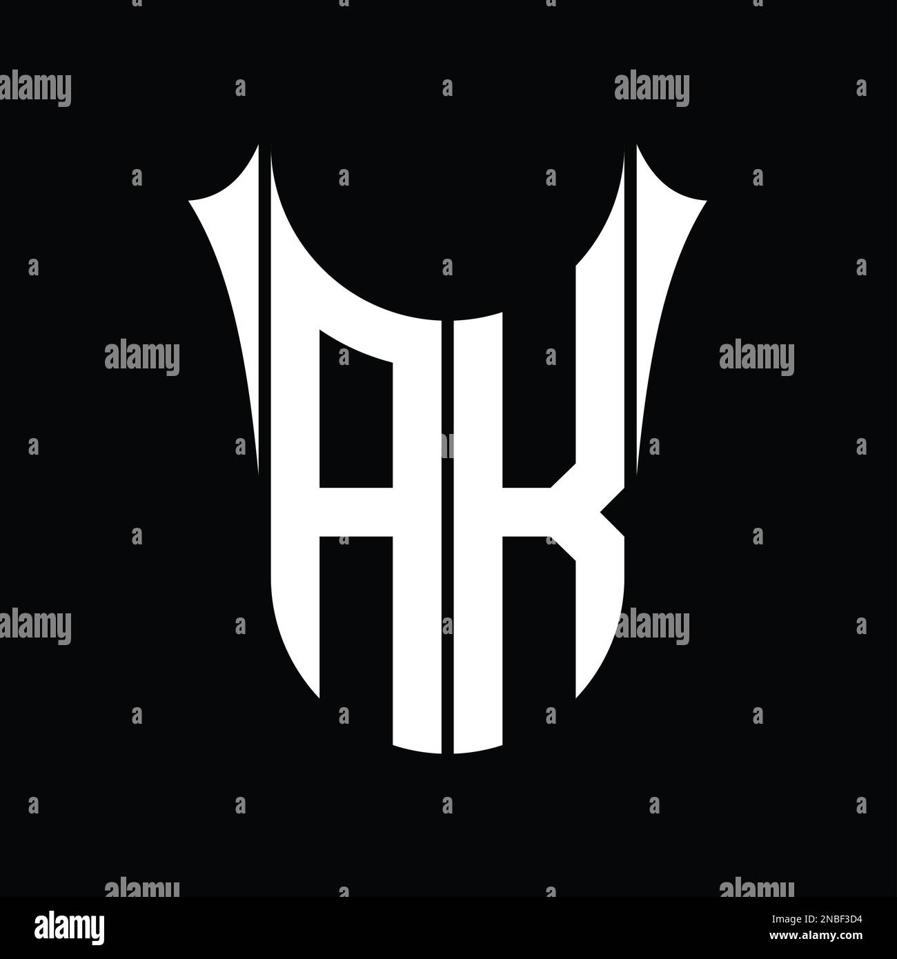 AK Logo monogram shield sharp half round shape vector images design ...