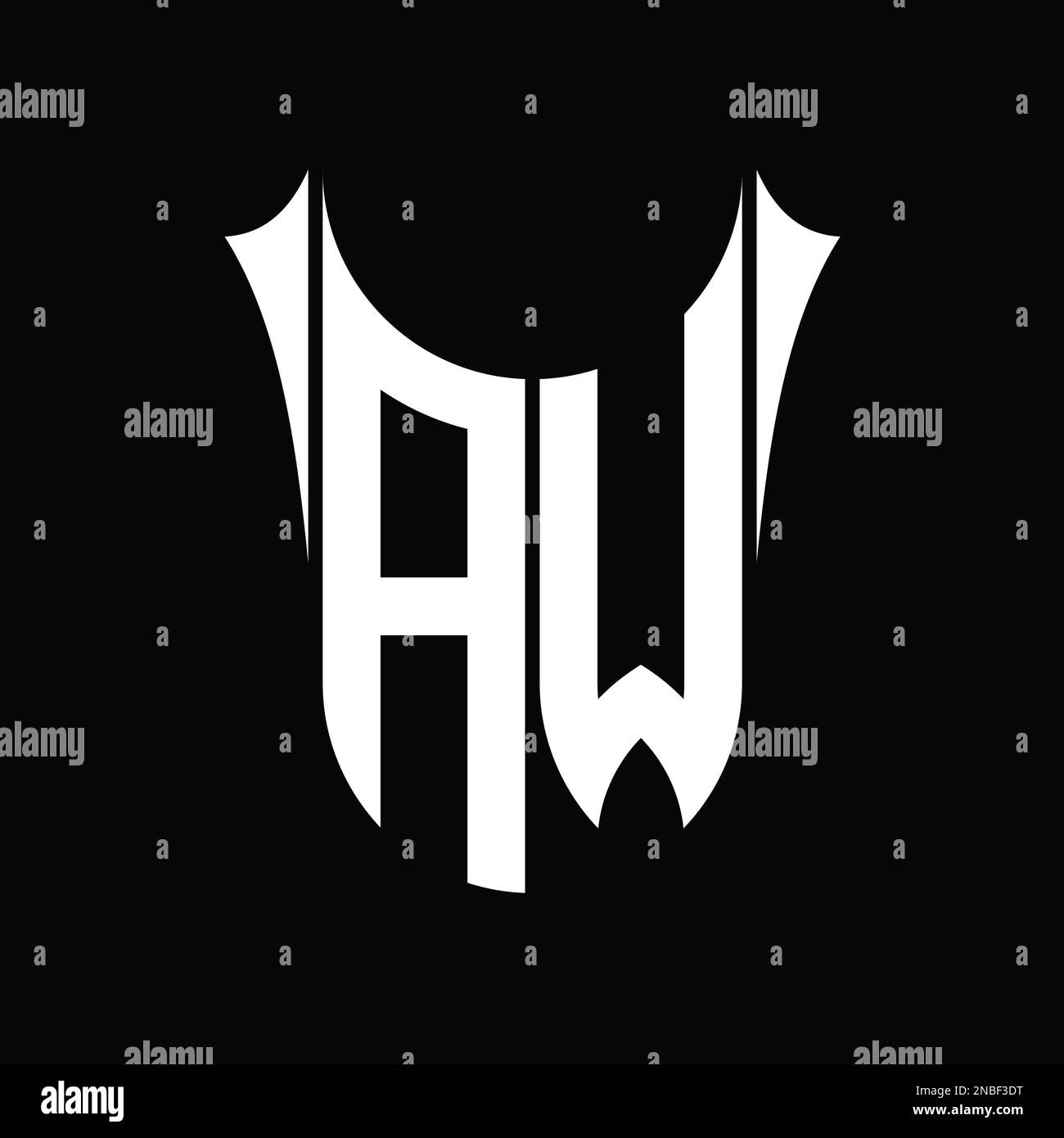 AW Logo monogram shield sharp half round shape vector images design template Stock Photo - Alamy