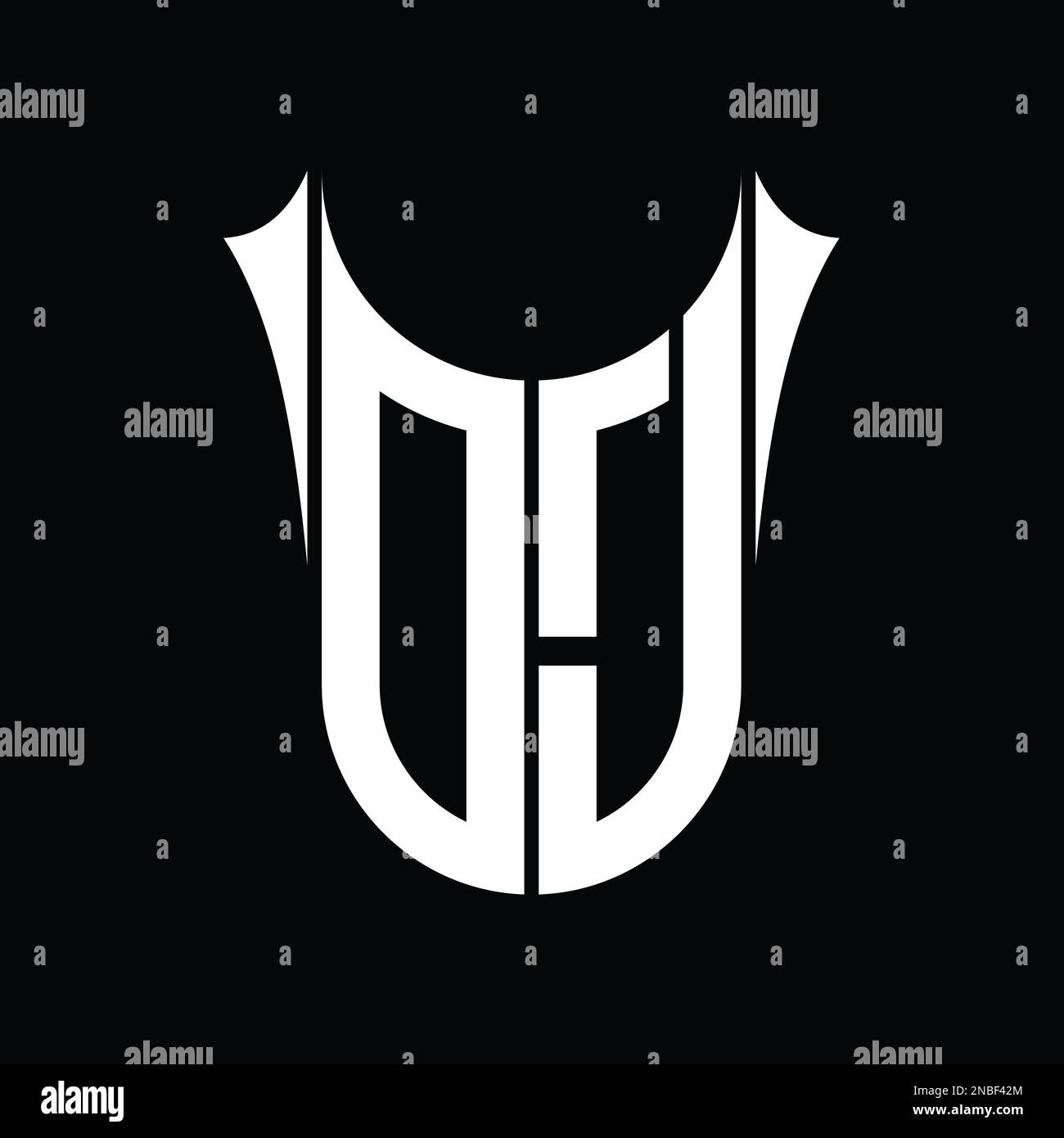 DJ Logo monogram shield sharp half round shape vector images design ...