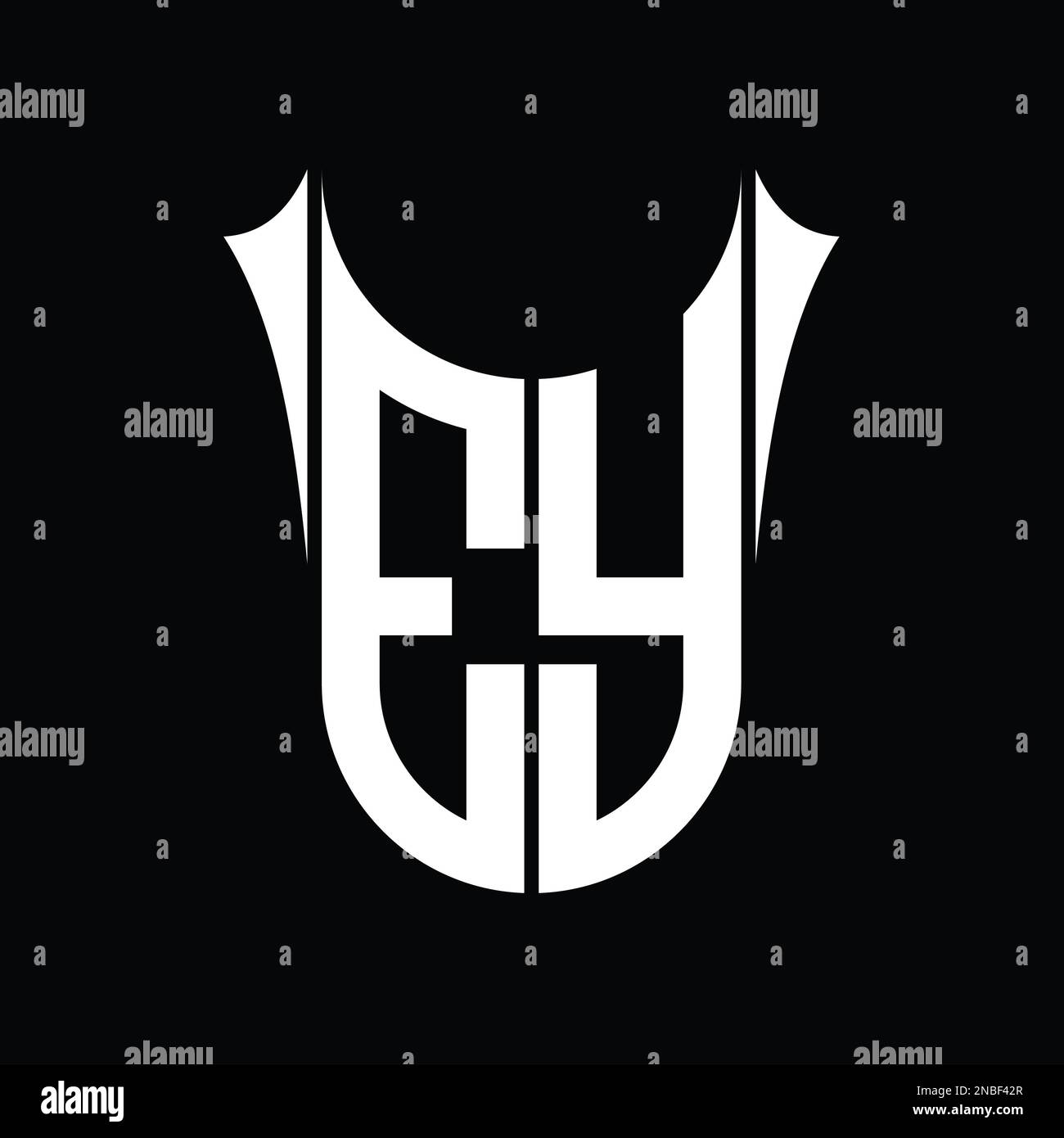 EY Logo monogram shield sharp half round shape vector images design template Stock Photo - Alamy