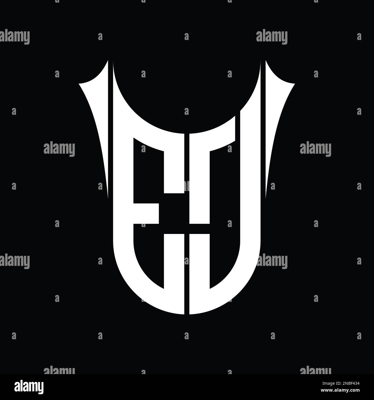 EJ Logo monogram shield sharp half round shape vector images design template Stock Photo - Alamy