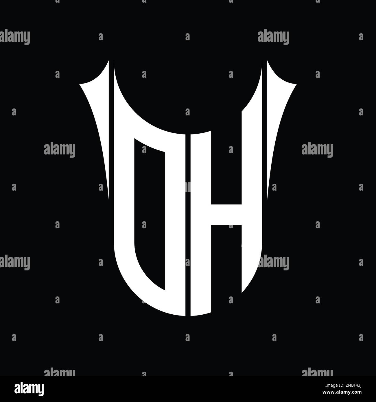 DH Logo monogram shield sharp half round shape vector images design ...