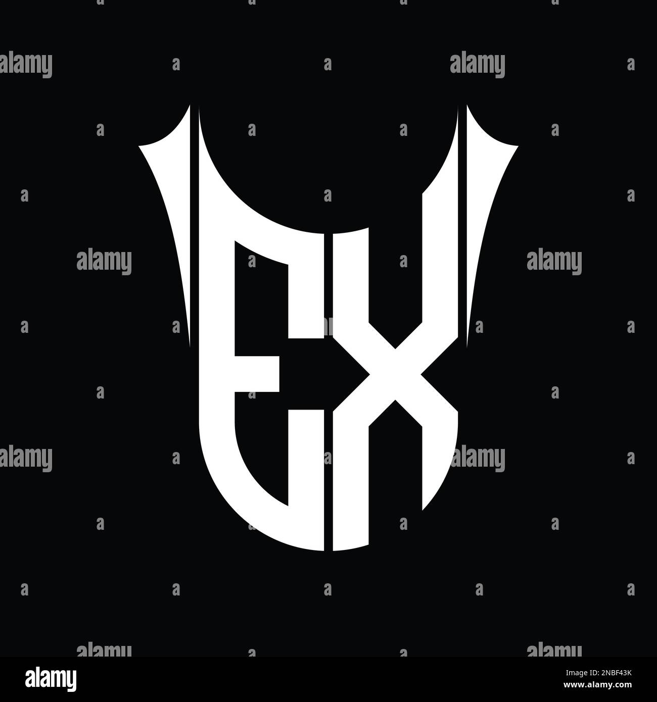 EX Logo monogram shield sharp half round shape vector images design ...