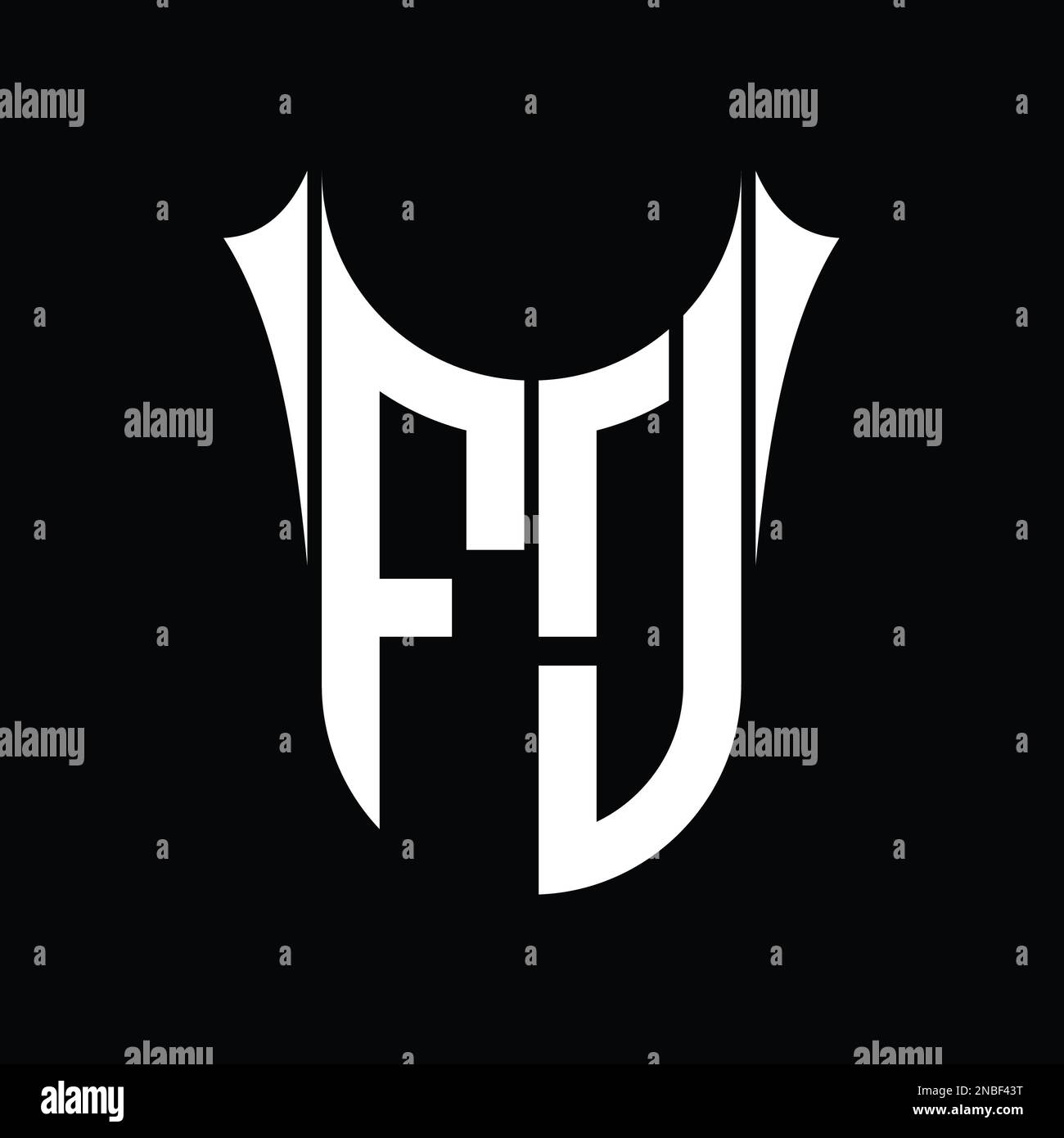 FJ Logo monogram shield sharp half round shape vector images design ...