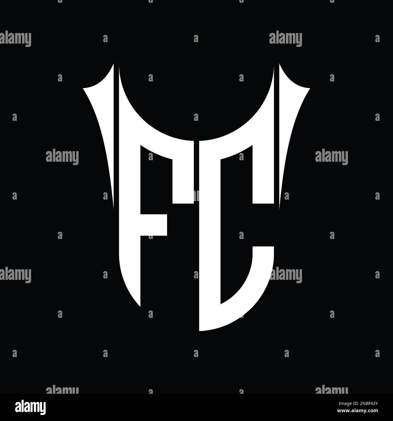 FC Logo monogram shield sharp half round shape vector images design ...
