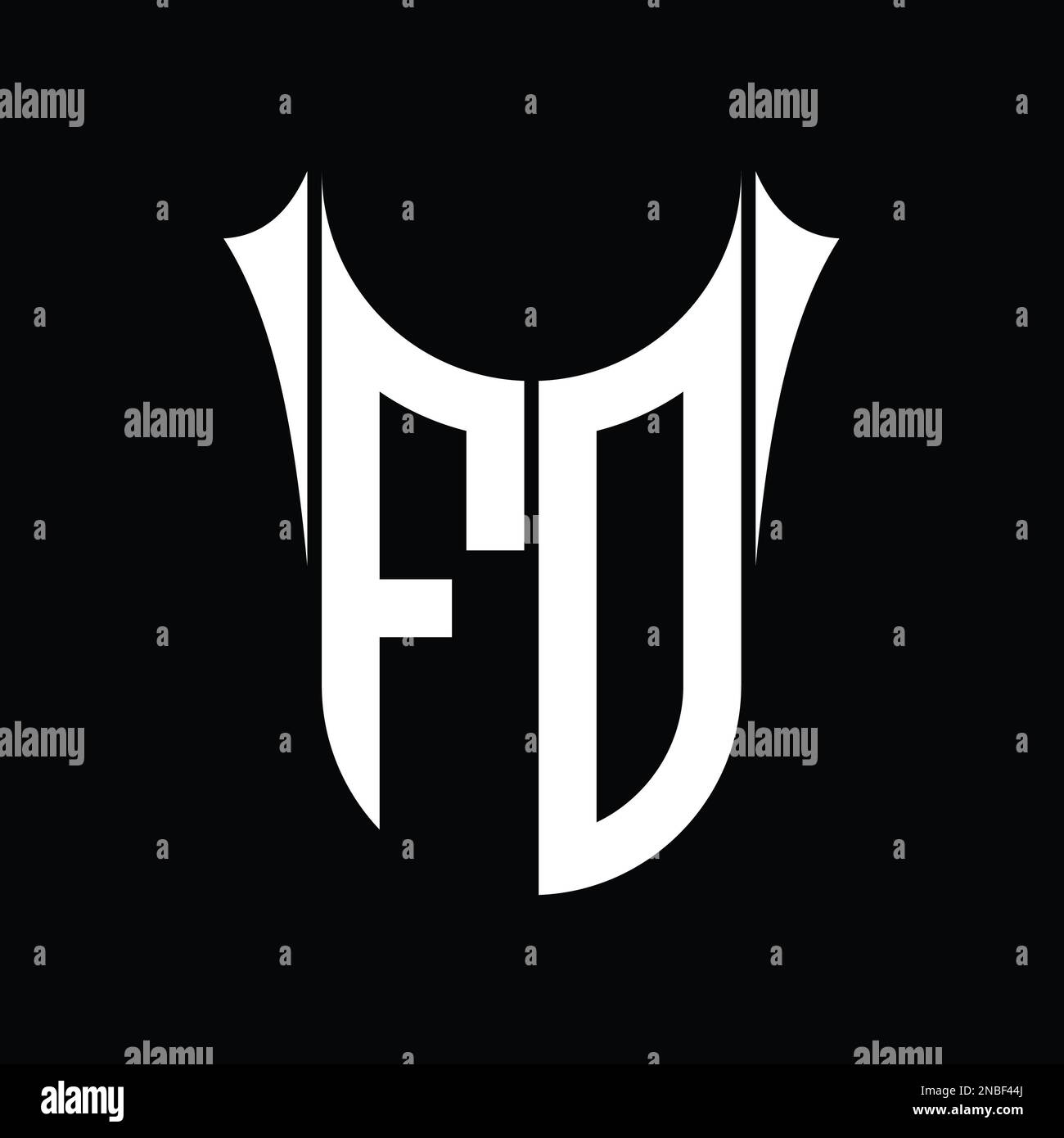 FD Logo monogram shield sharp half round shape vector images design ...