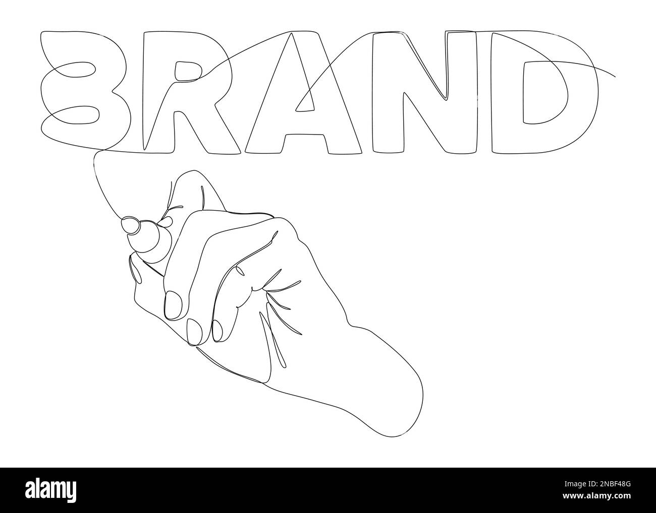 One Continuous Line Of Brand Word Written With A Pencil Or Felt Tip