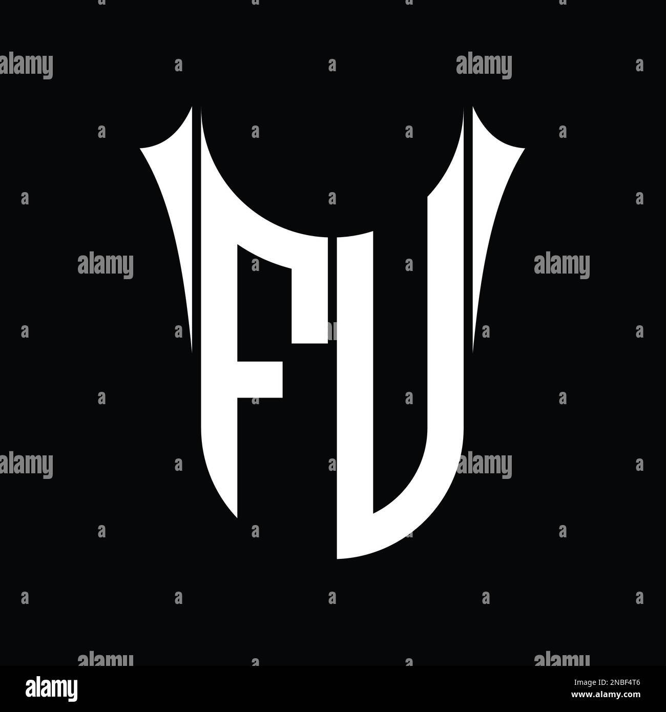 FU Logo monogram shield sharp half round shape vector images design ...
