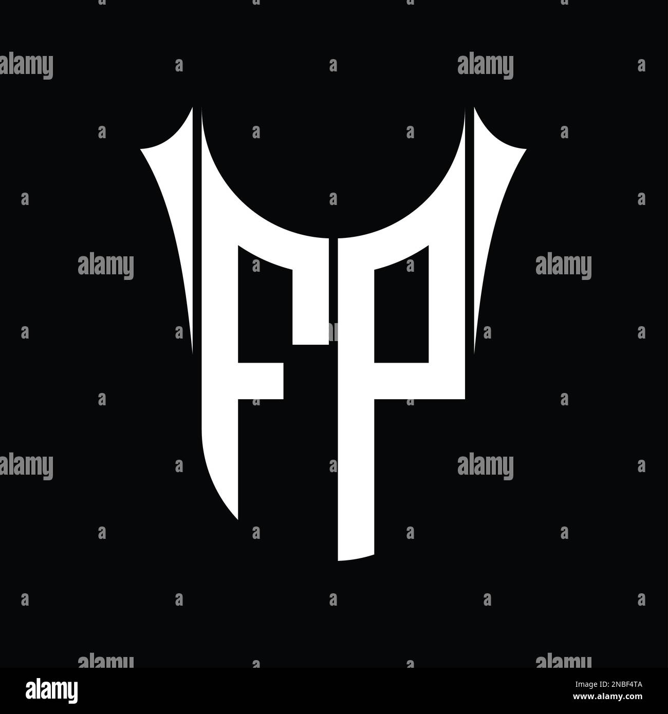 FP Logo monogram shield sharp half round shape vector images design ...