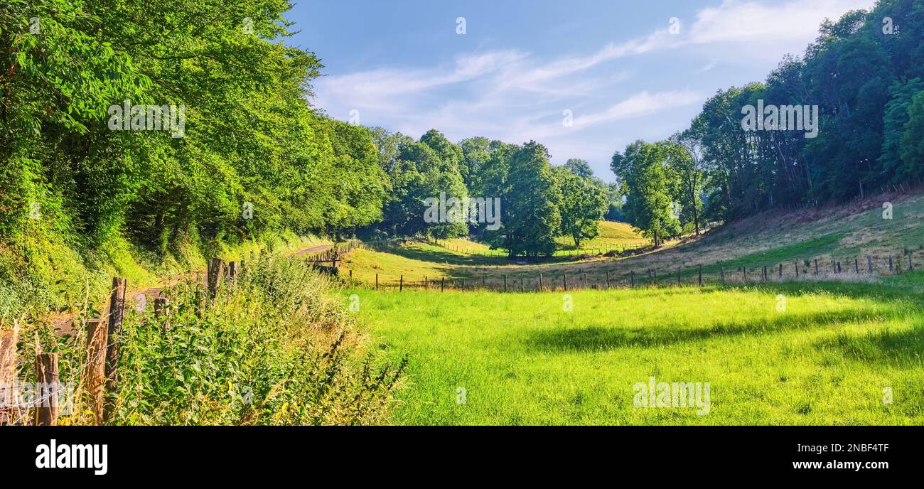 Countryside, farmland and forest - close to Lyon, France. A series of ...