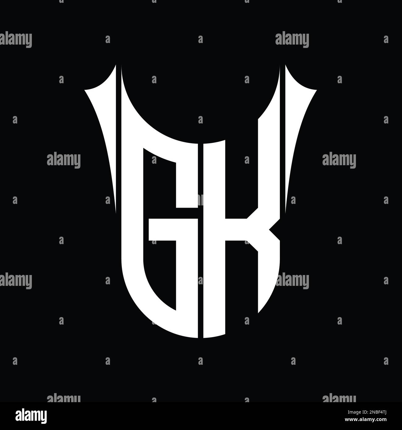 GK Logo monogram shield sharp half round shape vector images design ...