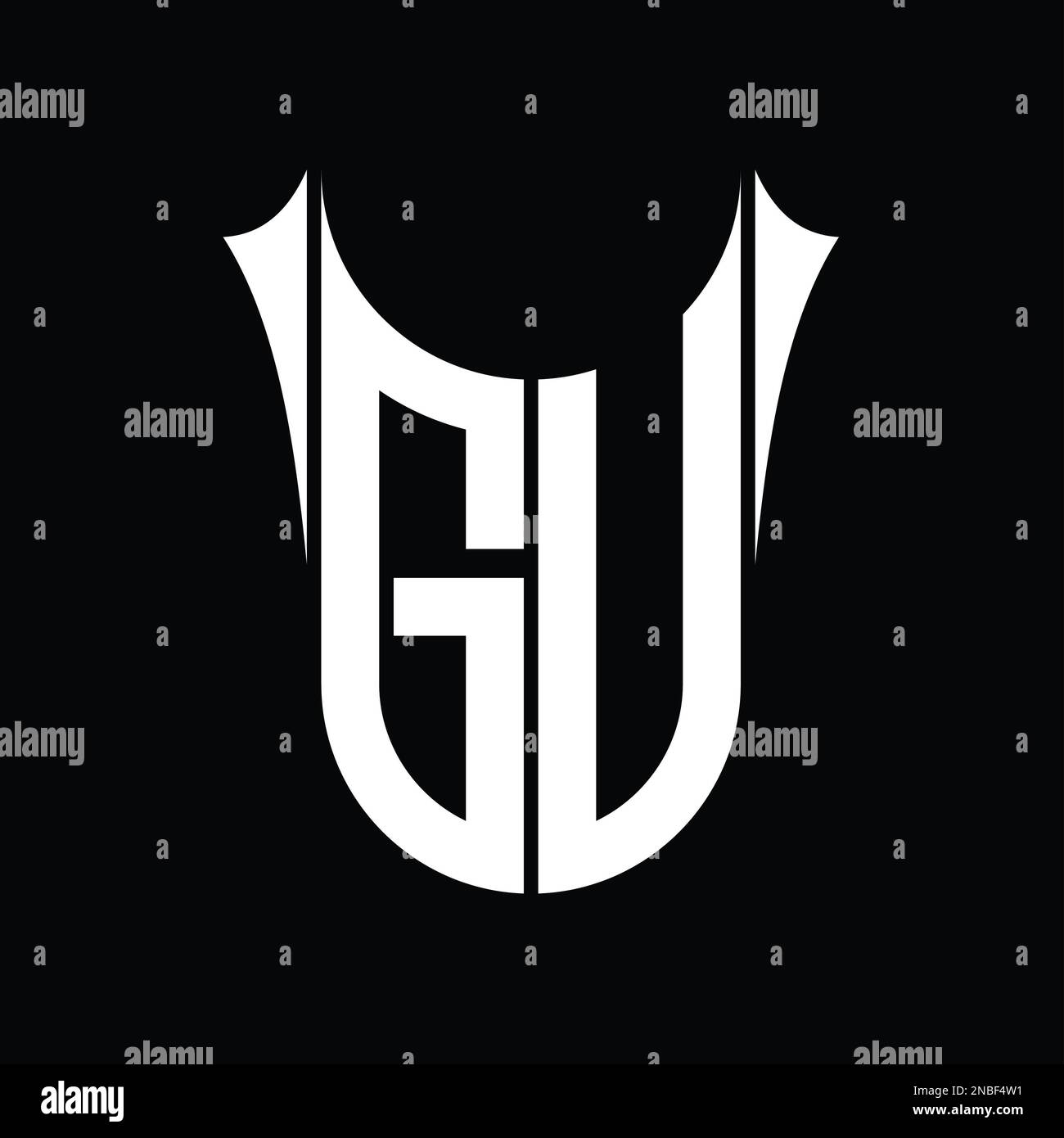 GU Logo monogram shield sharp half round shape vector images design ...