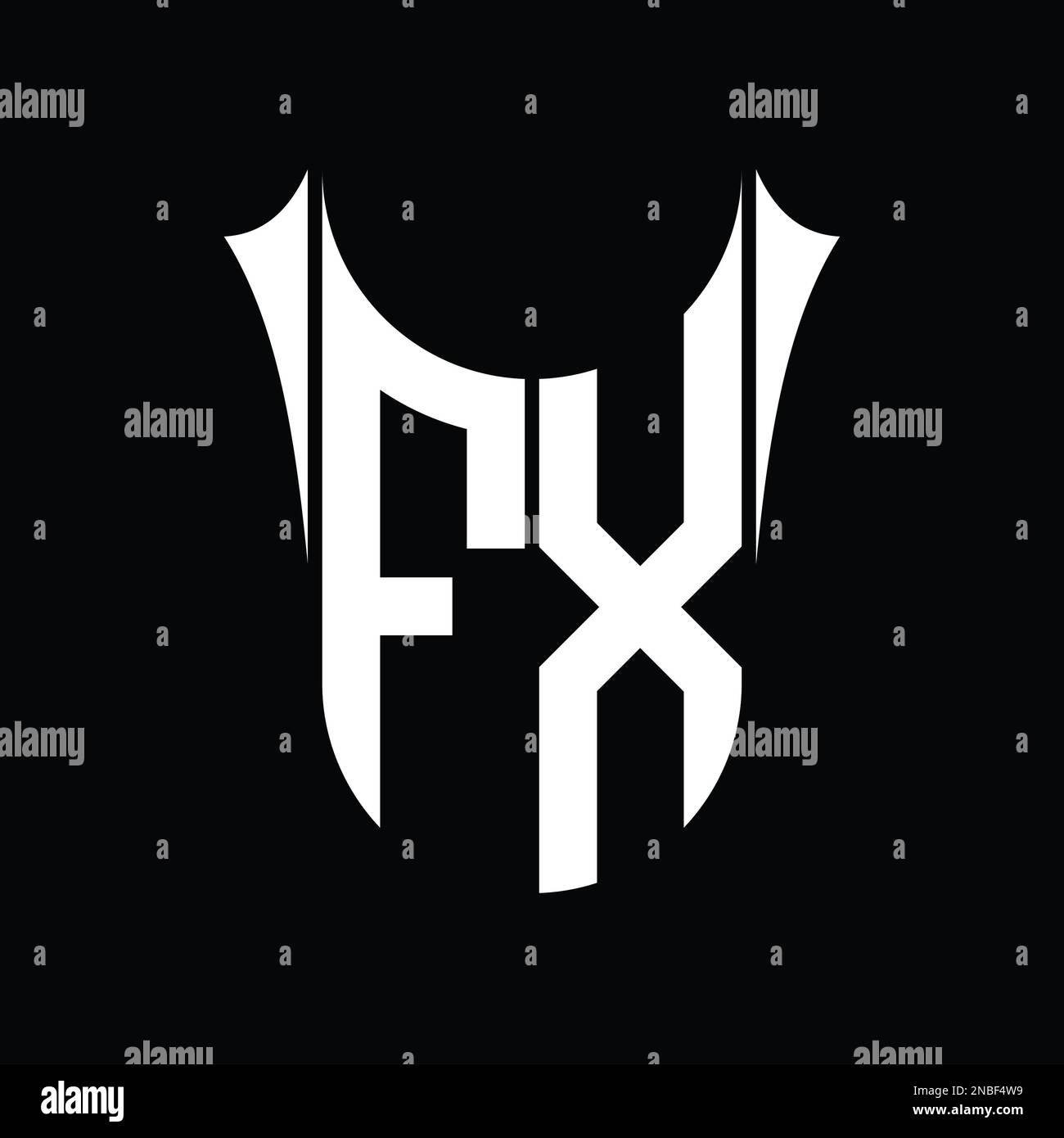 FX Logo monogram shield sharp half round shape vector images design ...