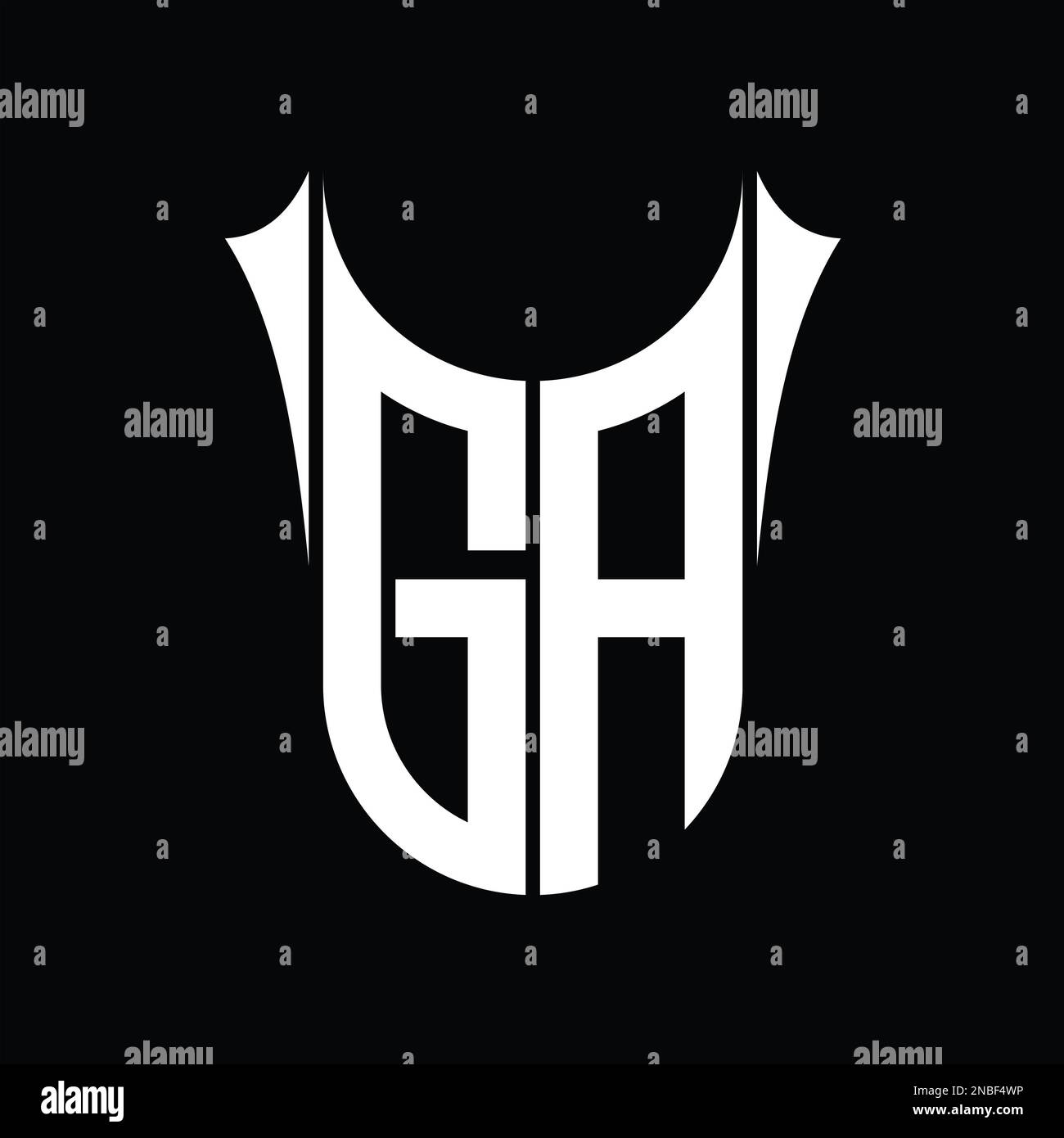 GA Logo monogram shield sharp half round shape vector images design ...