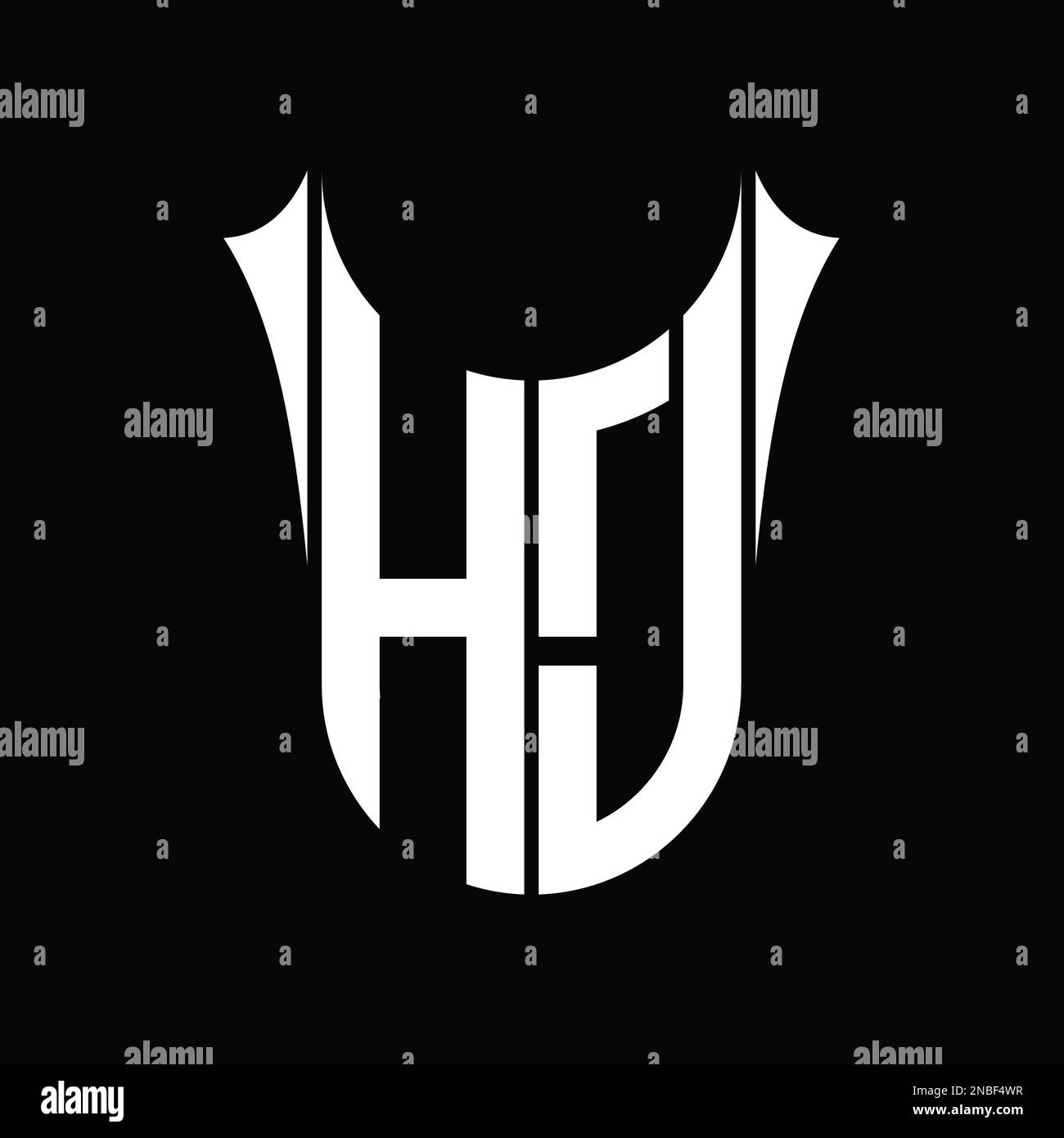 HJ Logo monogram shield sharp half round shape vector images design template Stock Photo - Alamy
