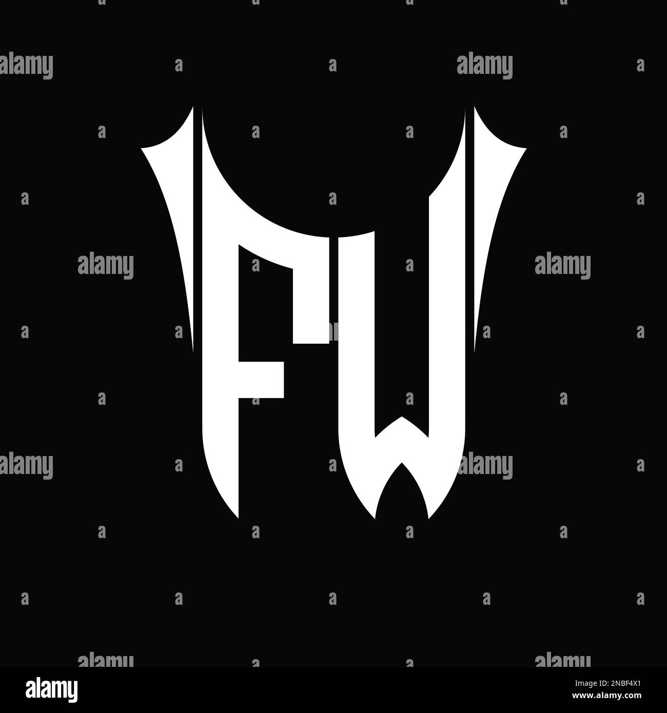 FW Logo monogram shield sharp half round shape vector images design ...