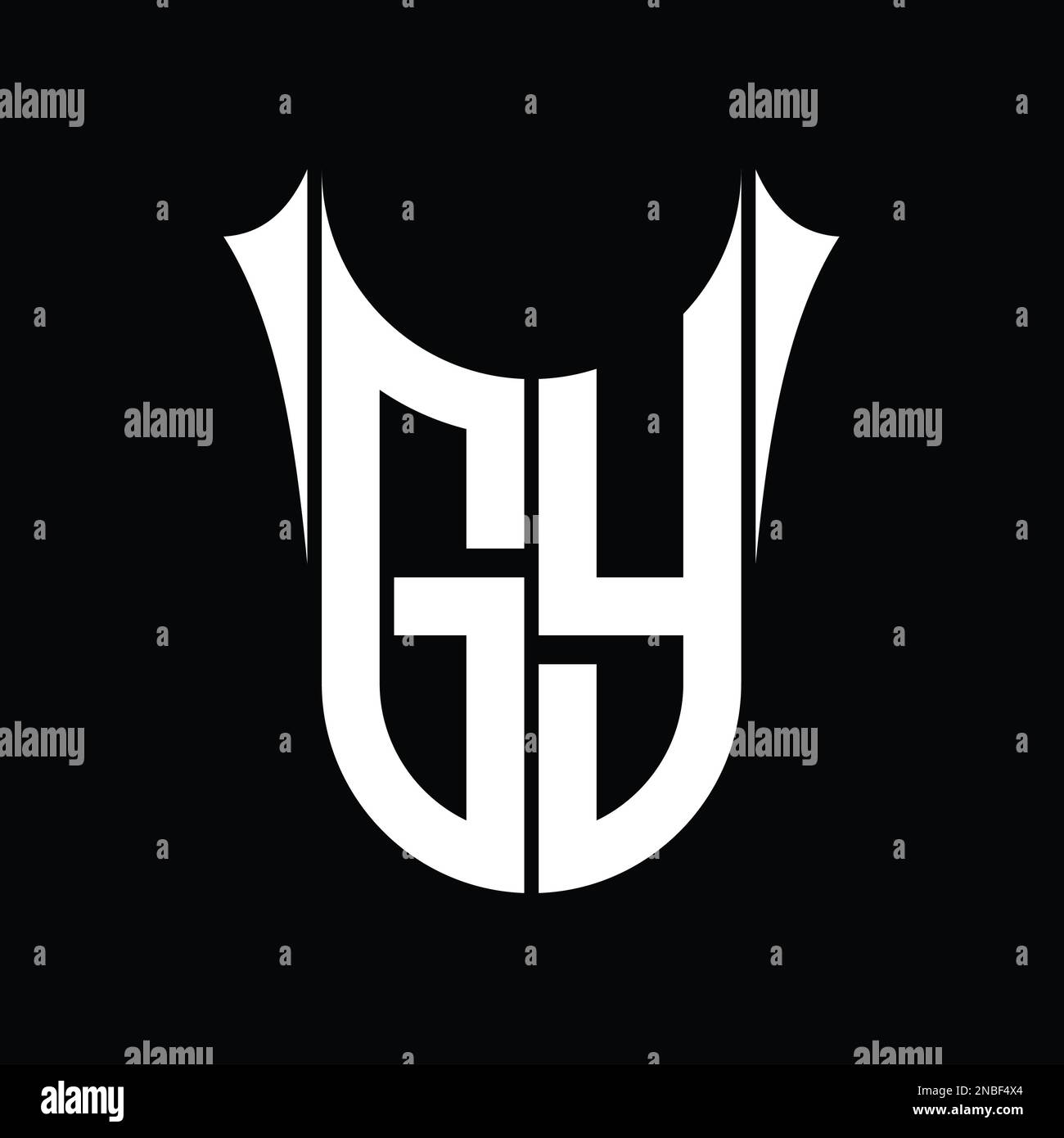 GY Logo monogram shield sharp half round shape vector images design template Stock Photo - Alamy