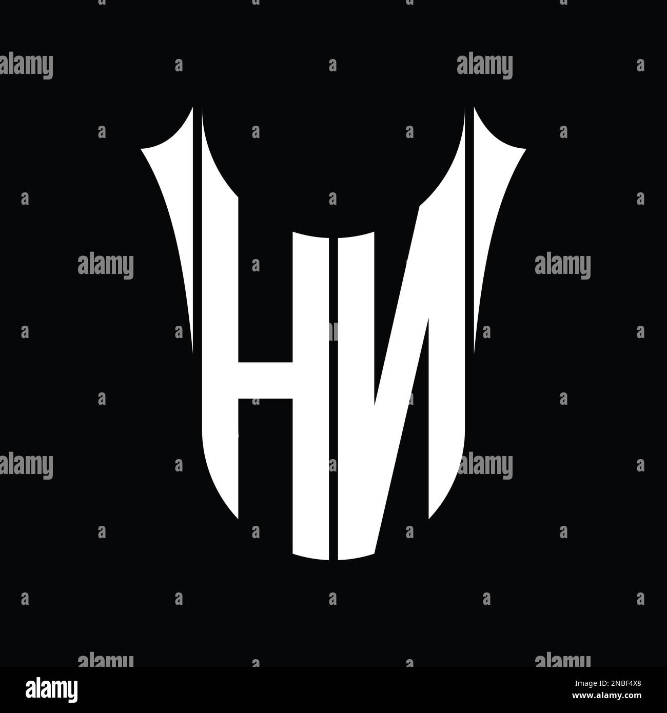 HN Logo monogram shield sharp half round shape vector images design template Stock Photo - Alamy