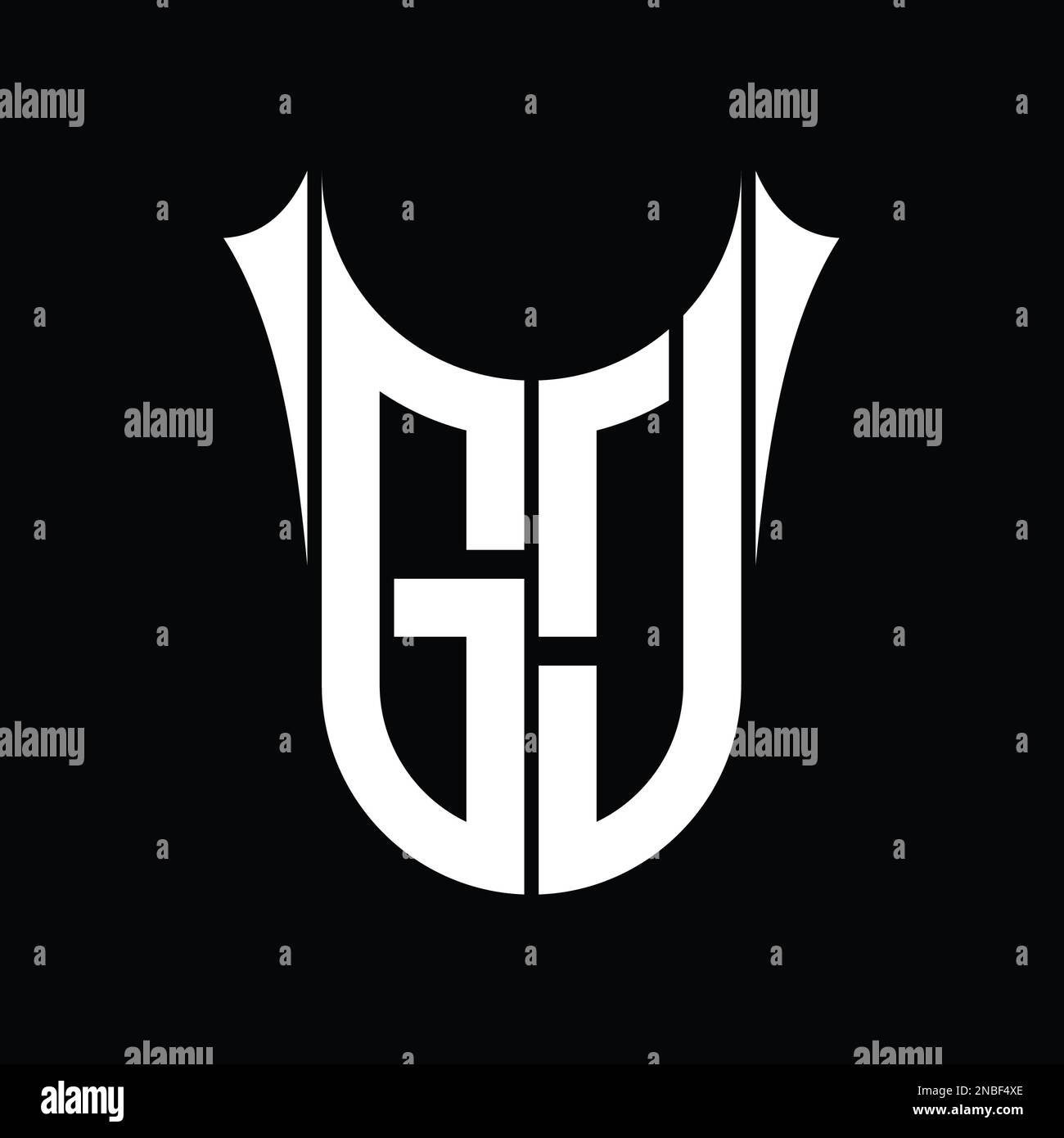 GJ Logo monogram shield sharp half round shape vector images design template Stock Photo - Alamy
