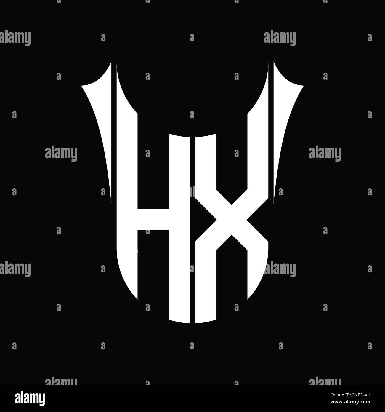 HX Logo monogram shield sharp half round shape vector images design template Stock Photo - Alamy