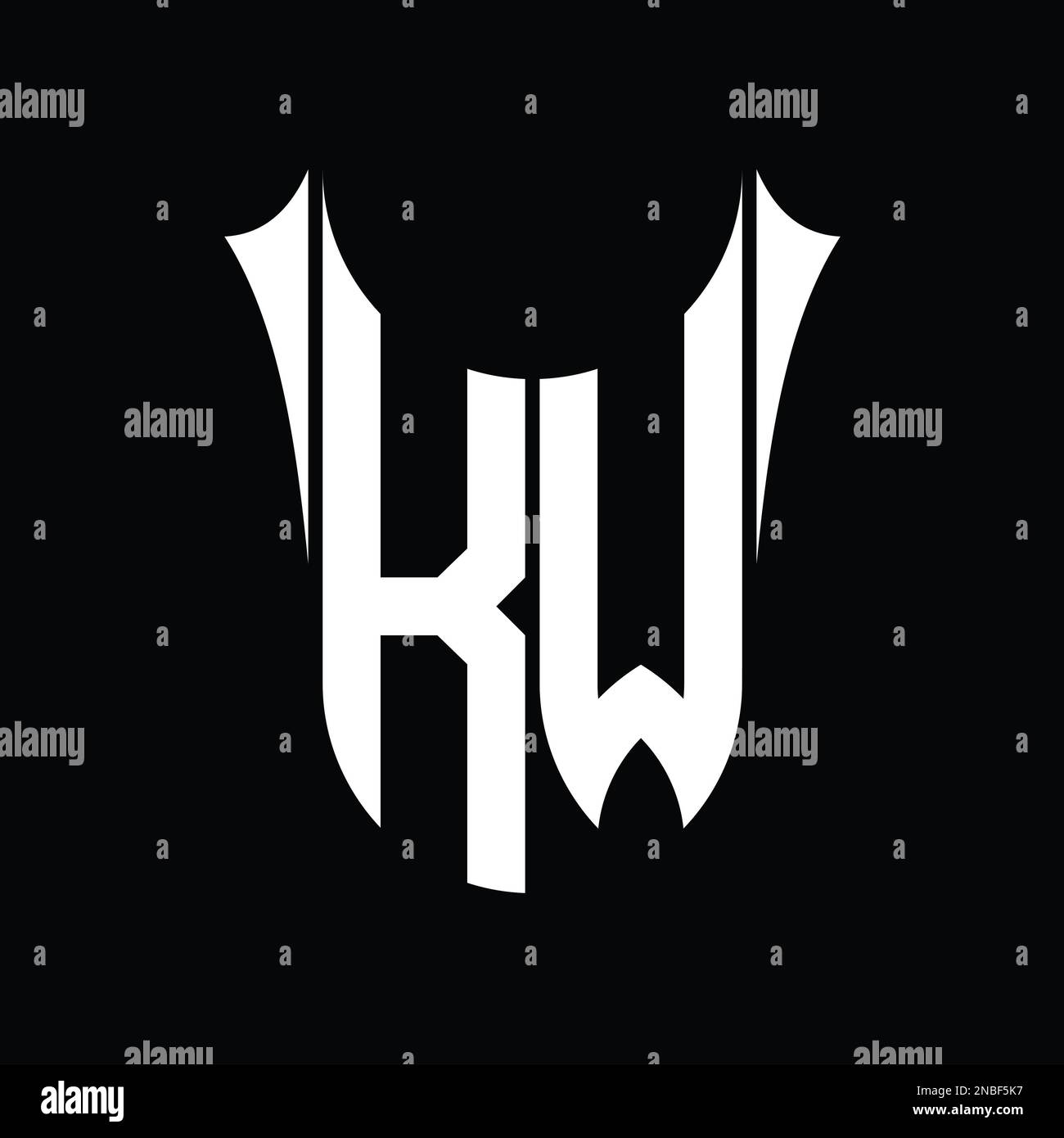 KW Logo monogram shield sharp half round shape vector images design ...