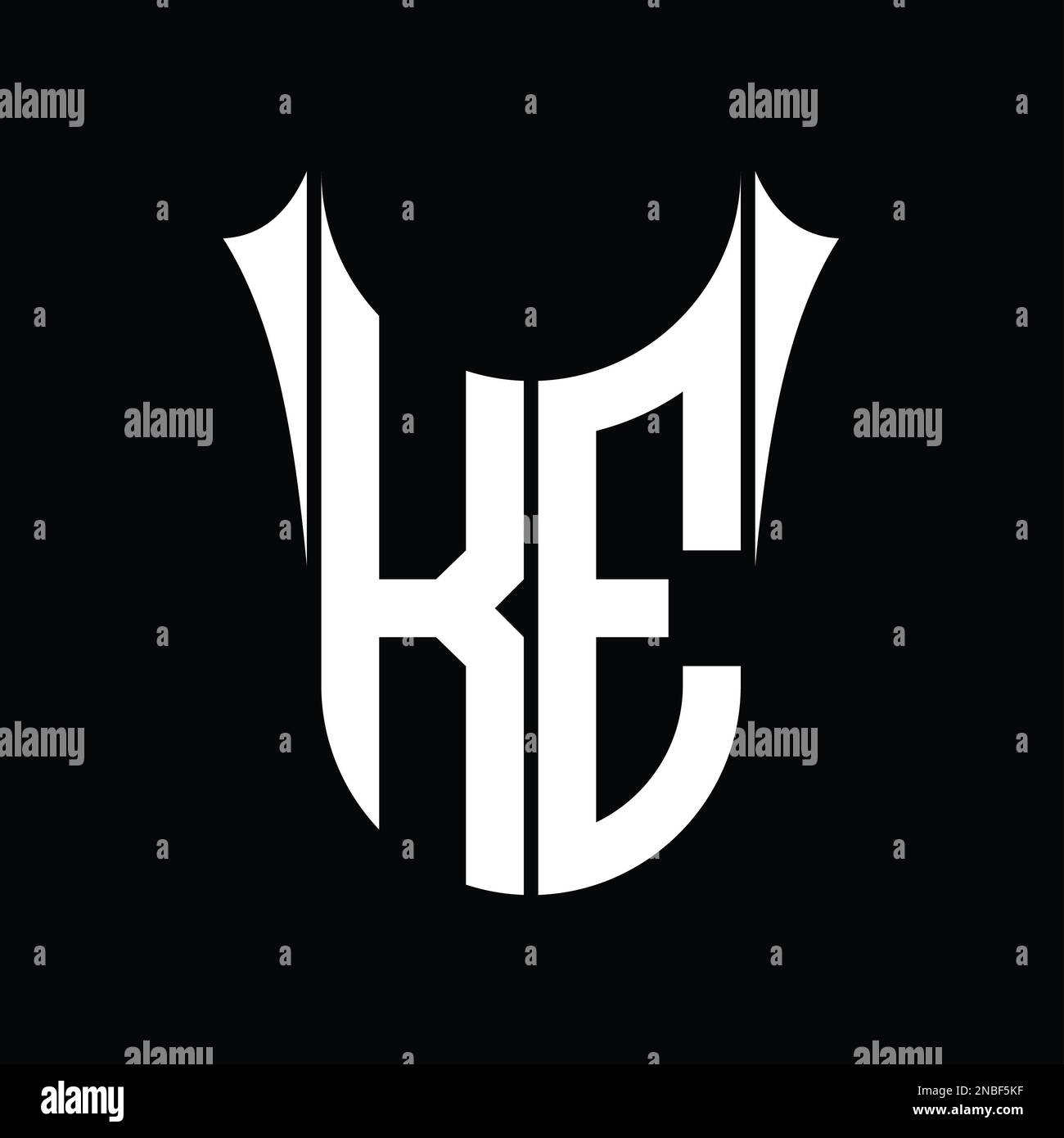 KE Logo monogram shield sharp half round shape vector images design ...