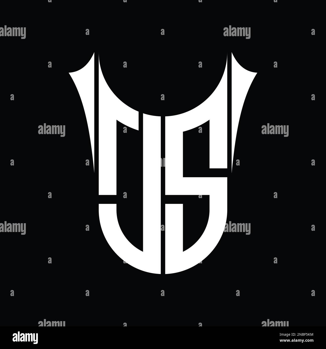 JS Logo monogram shield sharp half round shape vector images design ...