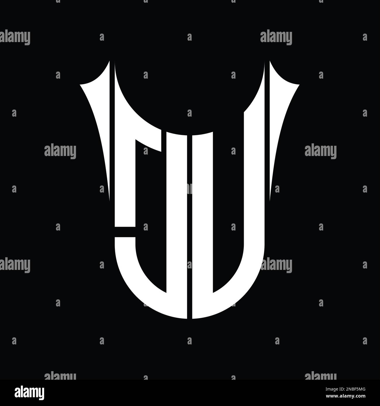 JU Logo monogram shield sharp half round shape vector images design ...