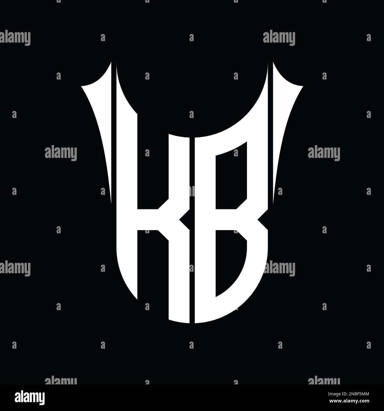 KB Logo monogram shield sharp half round shape vector images design ...