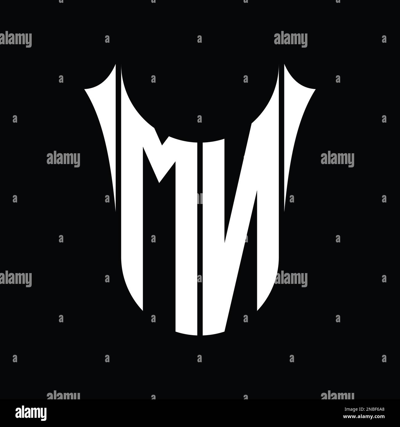 MN Logo monogram shield sharp half round shape vector images design ...