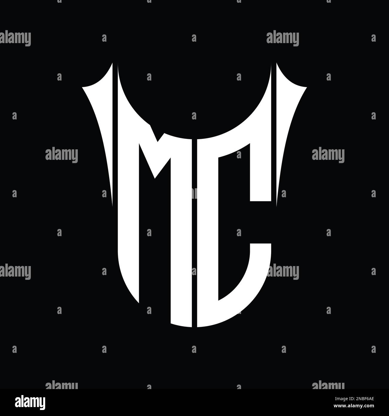 MC Logo monogram shield sharp half round shape vector images design ...