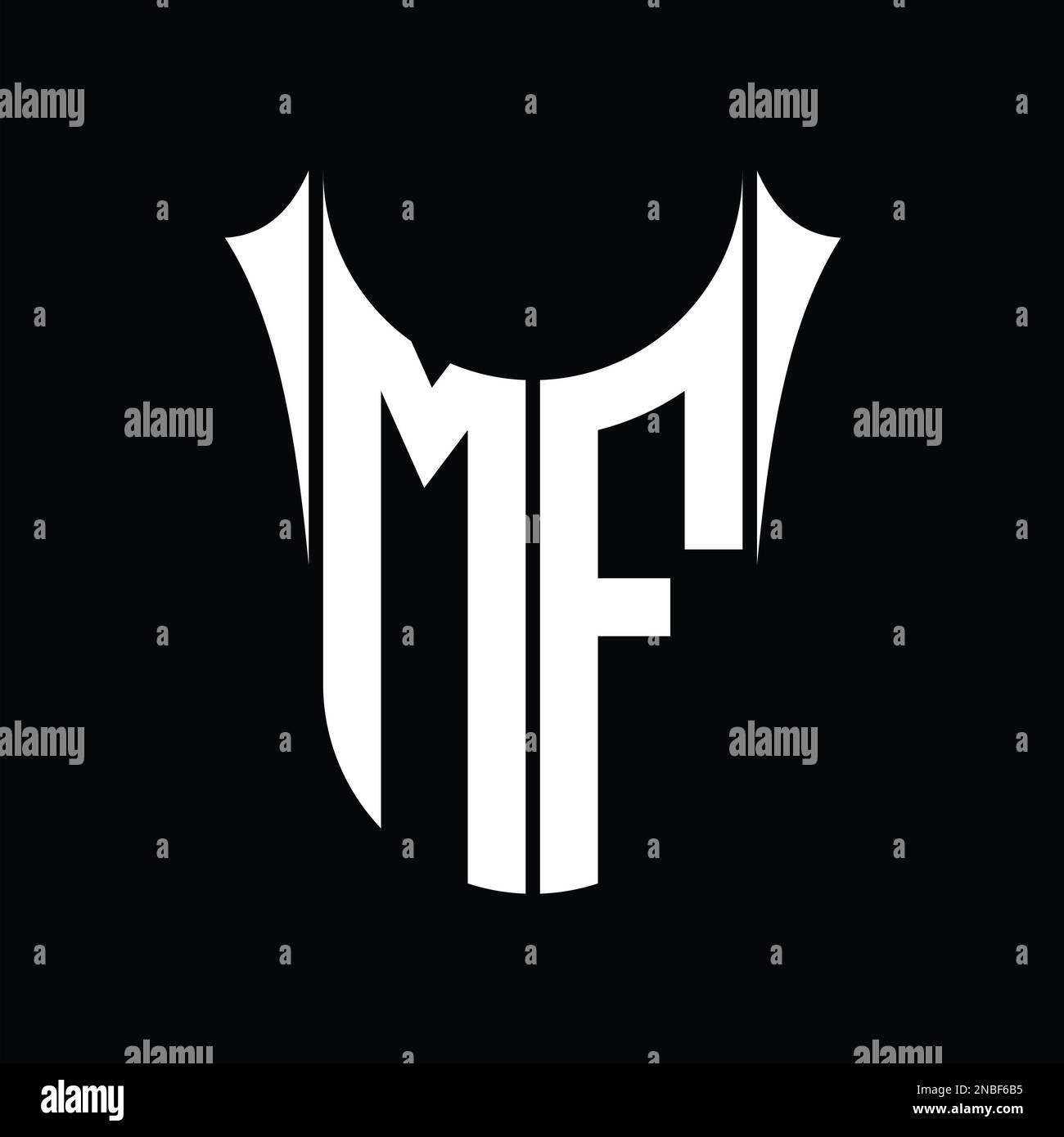 MF Logo monogram shield sharp half round shape vector images design ...
