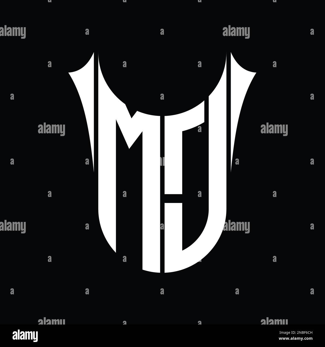 MJ Logo monogram shield sharp half round shape vector images design ...