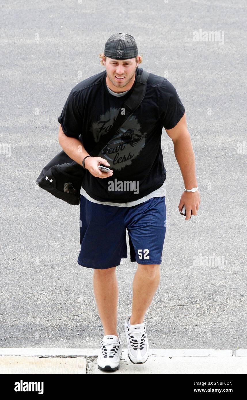 New England Patriots' Dane Fletcher arrives at Gillette Stadium in ...